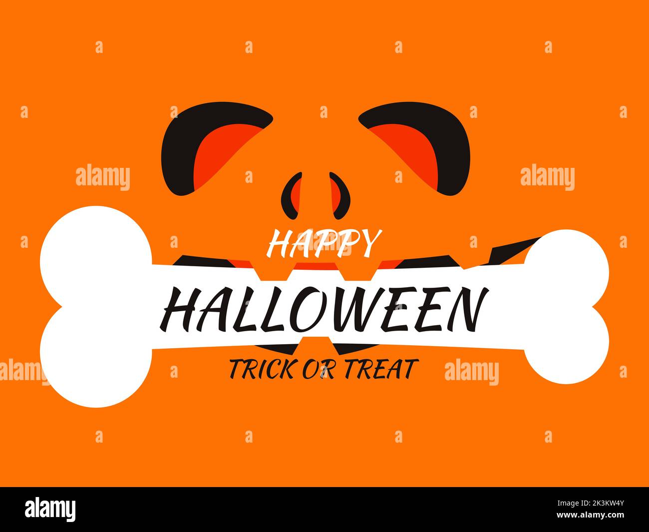 Happy Halloween October 31st, trick or treat. Evil scary face with ...