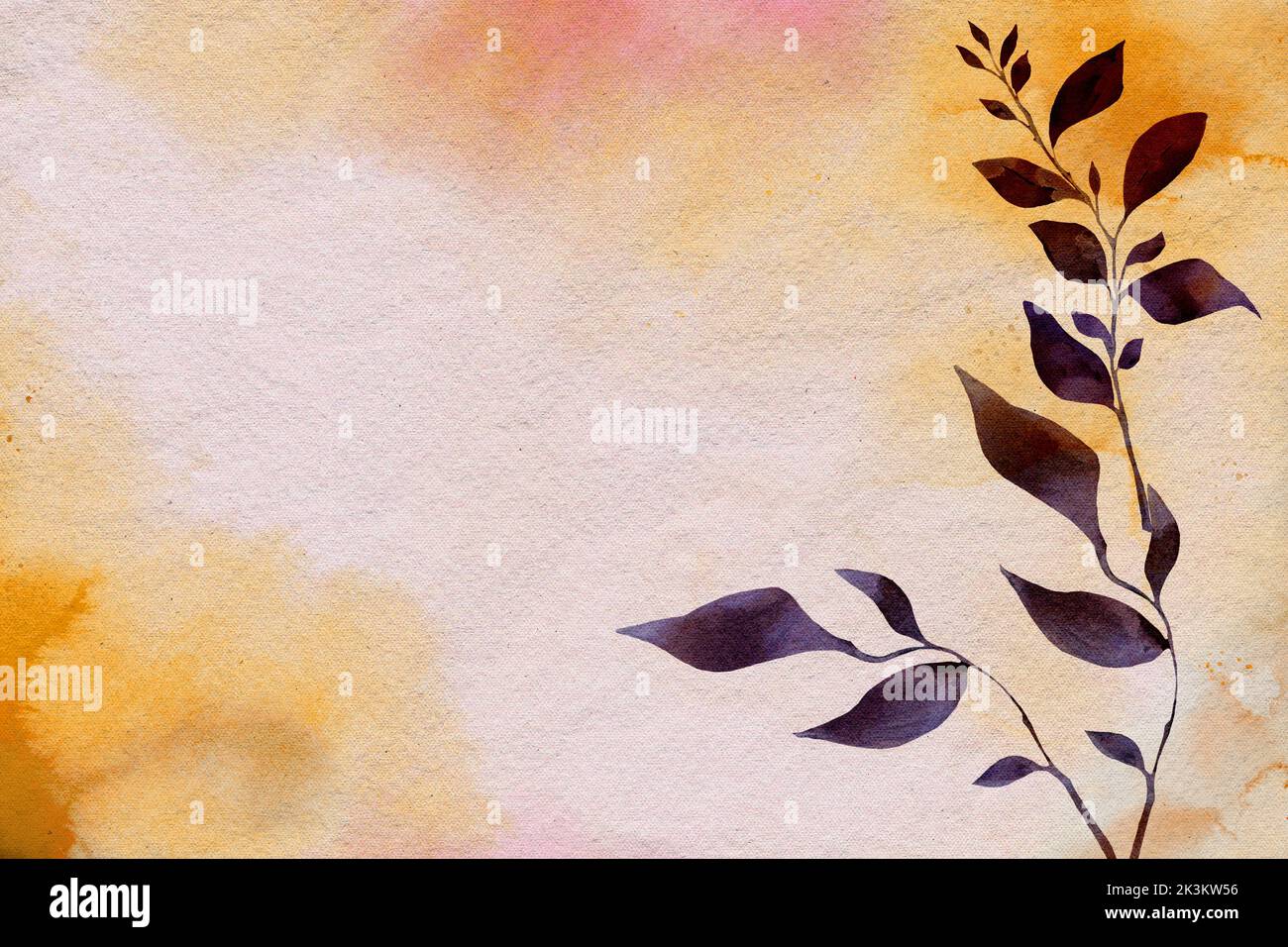 watercolor paper background texture. floral border background in green ...