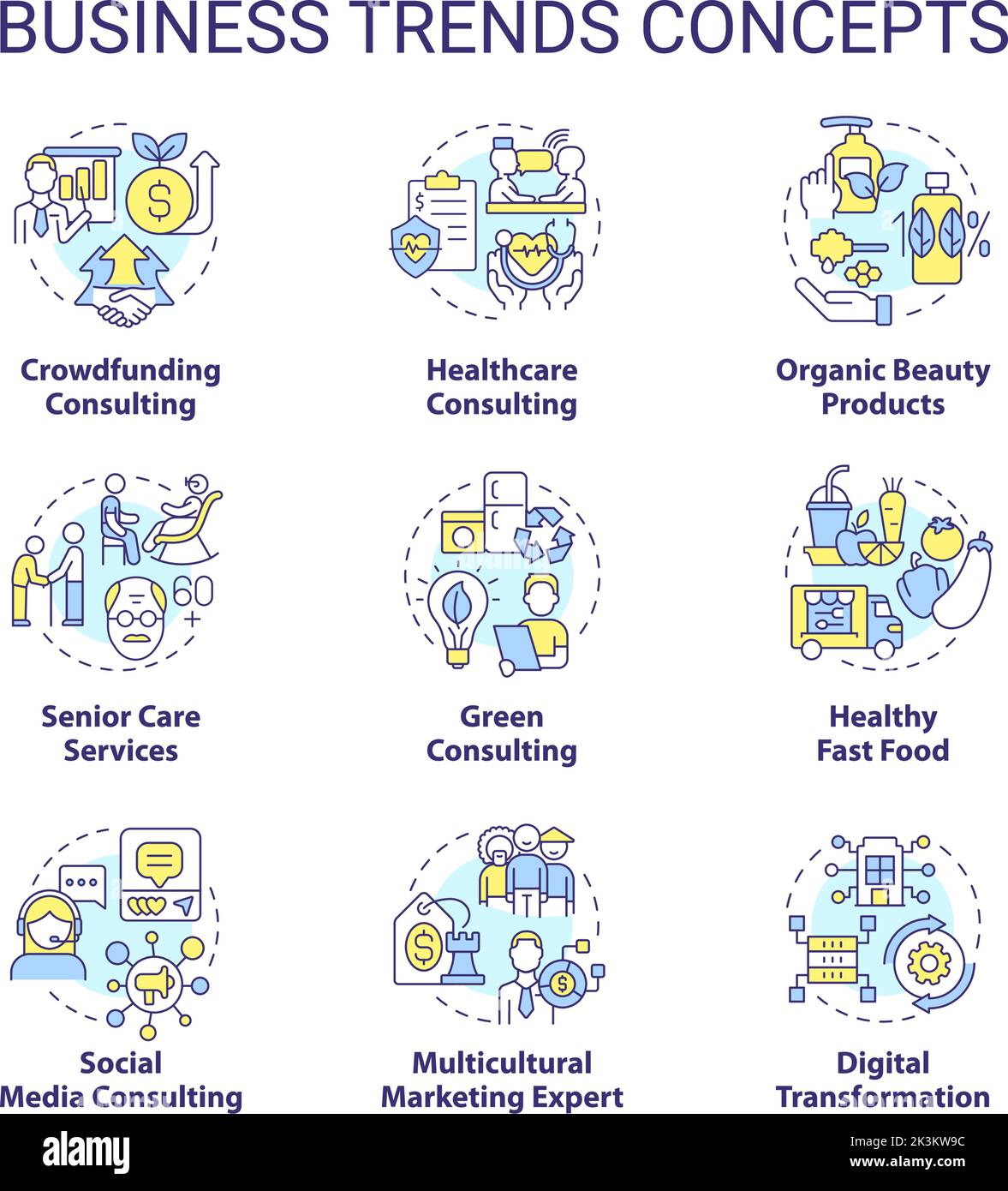 Business trends concept icons set Stock Vector Image & Art - Alamy