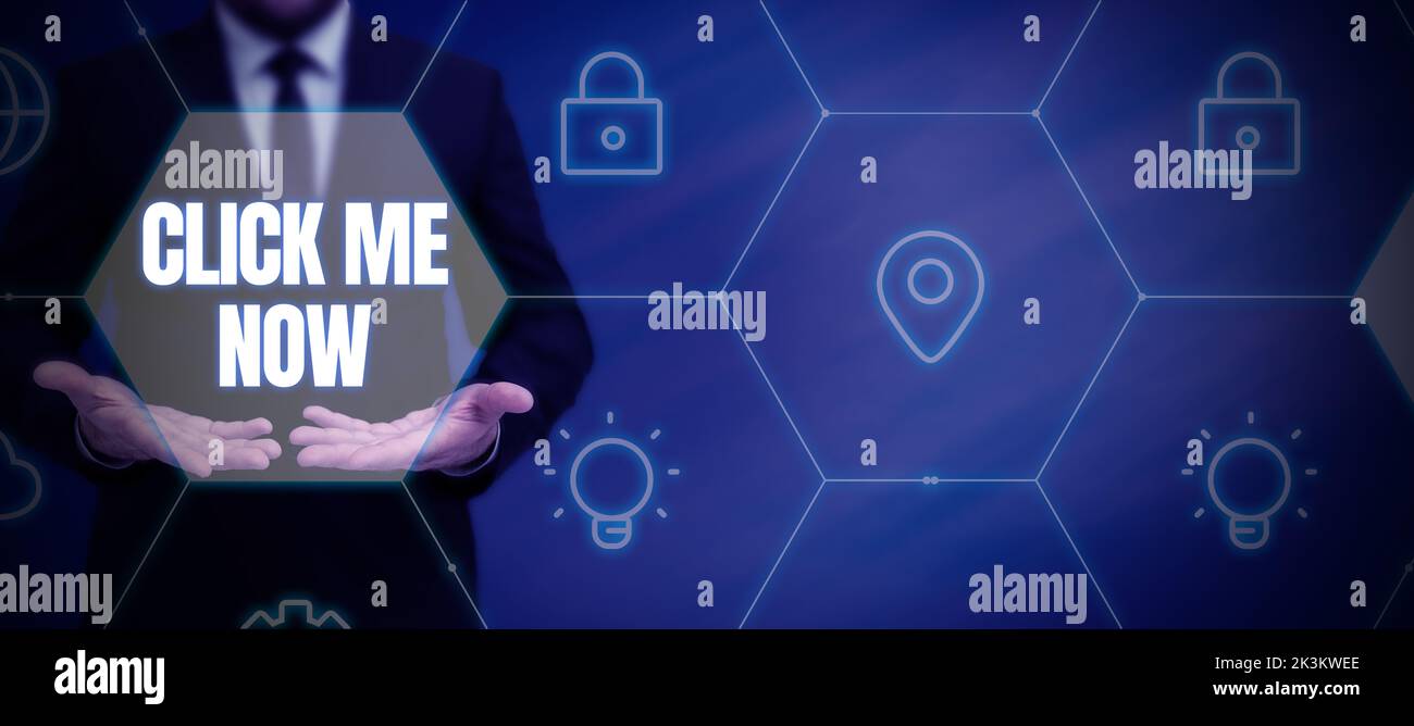 Handwriting text Click Me Now. Internet Concept Internet helping desk ...