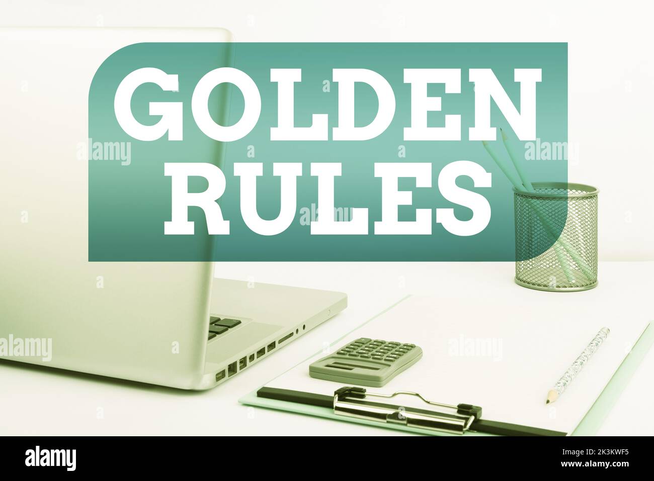 Sign displaying Golden Rules. Business overview Basic principle that should be followed ...