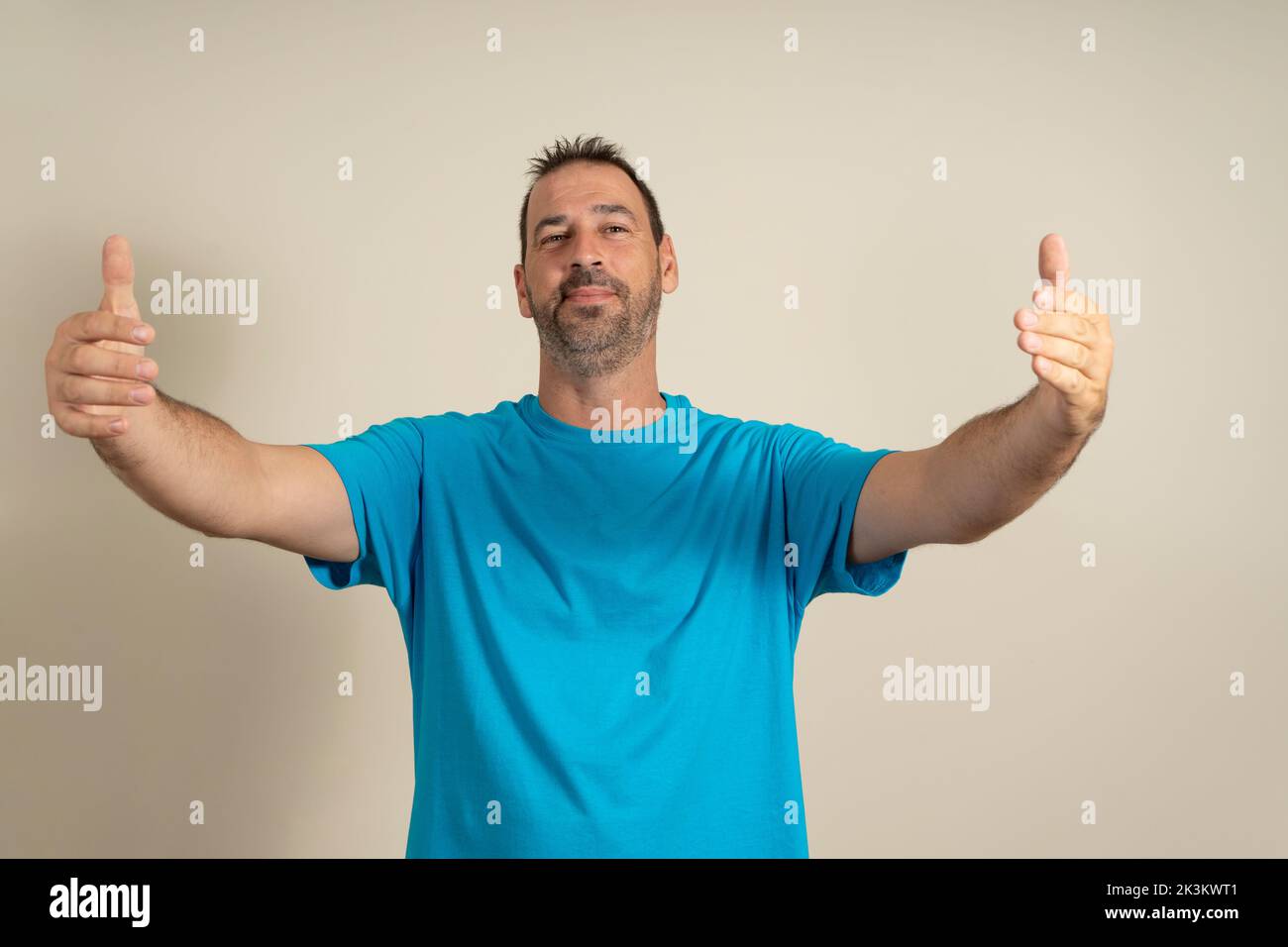 Free hugs for the person who had a bad day. Cheerful friendly male ...