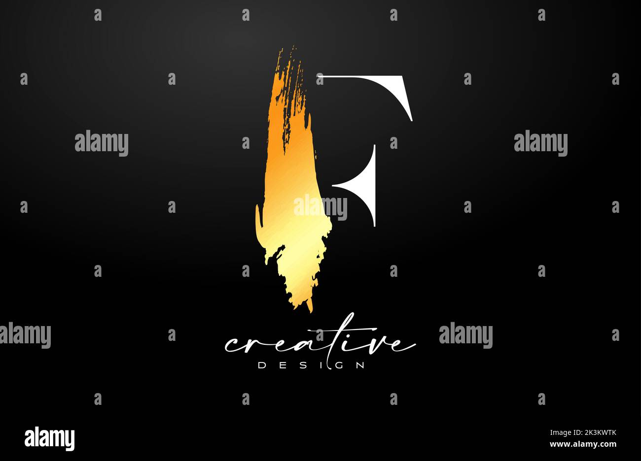 Golden Letter F logo desgn with Artistic Colorful Blue Purple ...