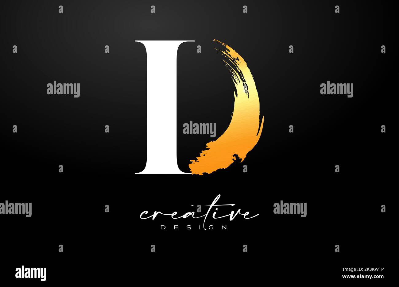 Golden Letter D logo desgn with Artistic Colorful Blue Purple ...