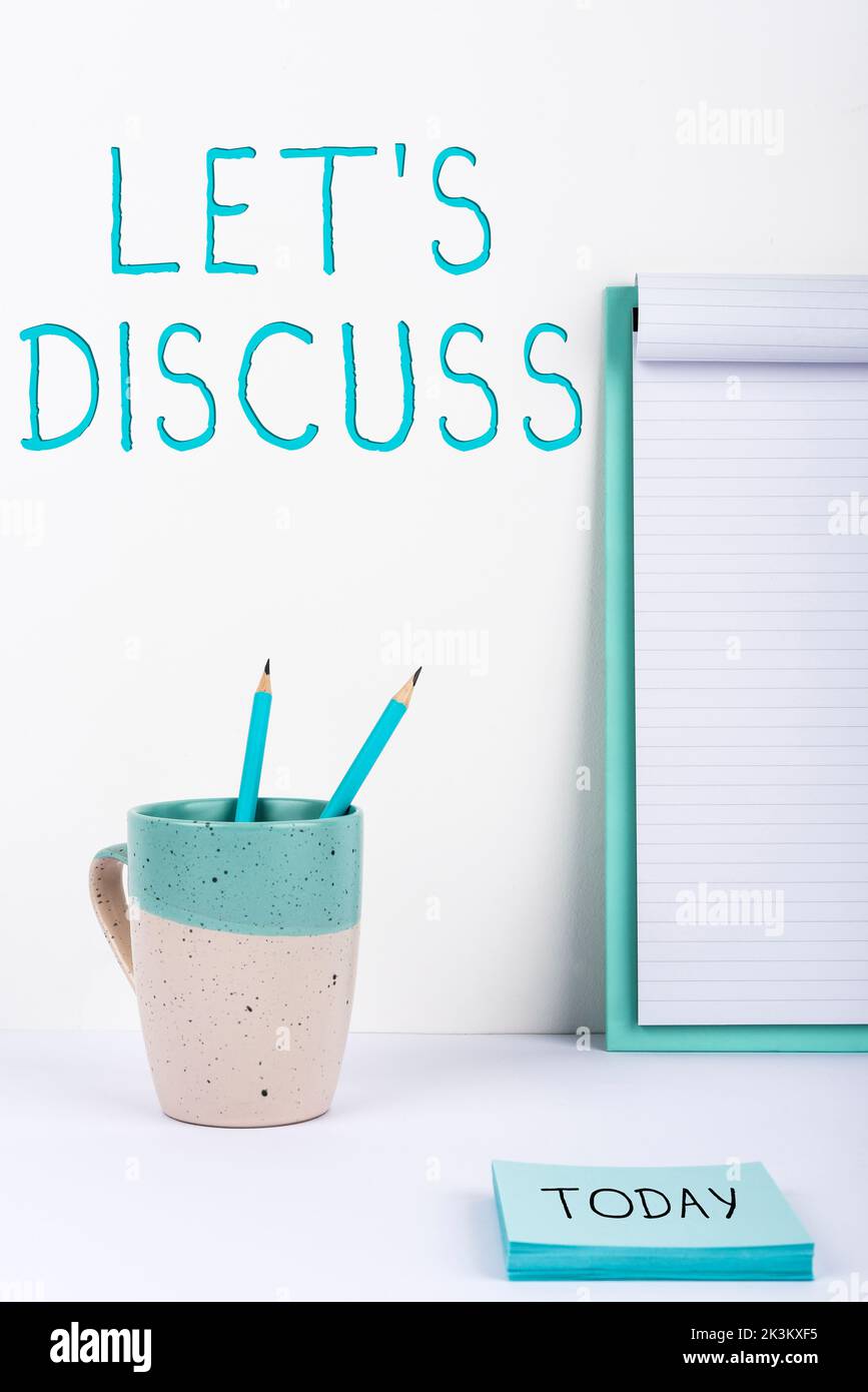 Text showing inspiration Let S Discuss. Business showcase Permit to ...