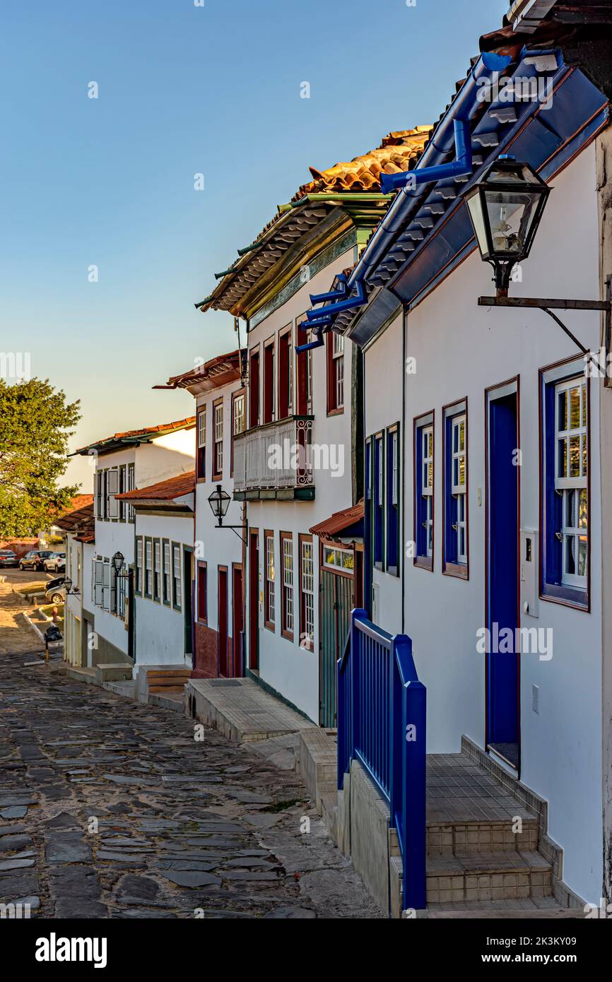 Detail of colonial style streets and houses in the old and historic ...