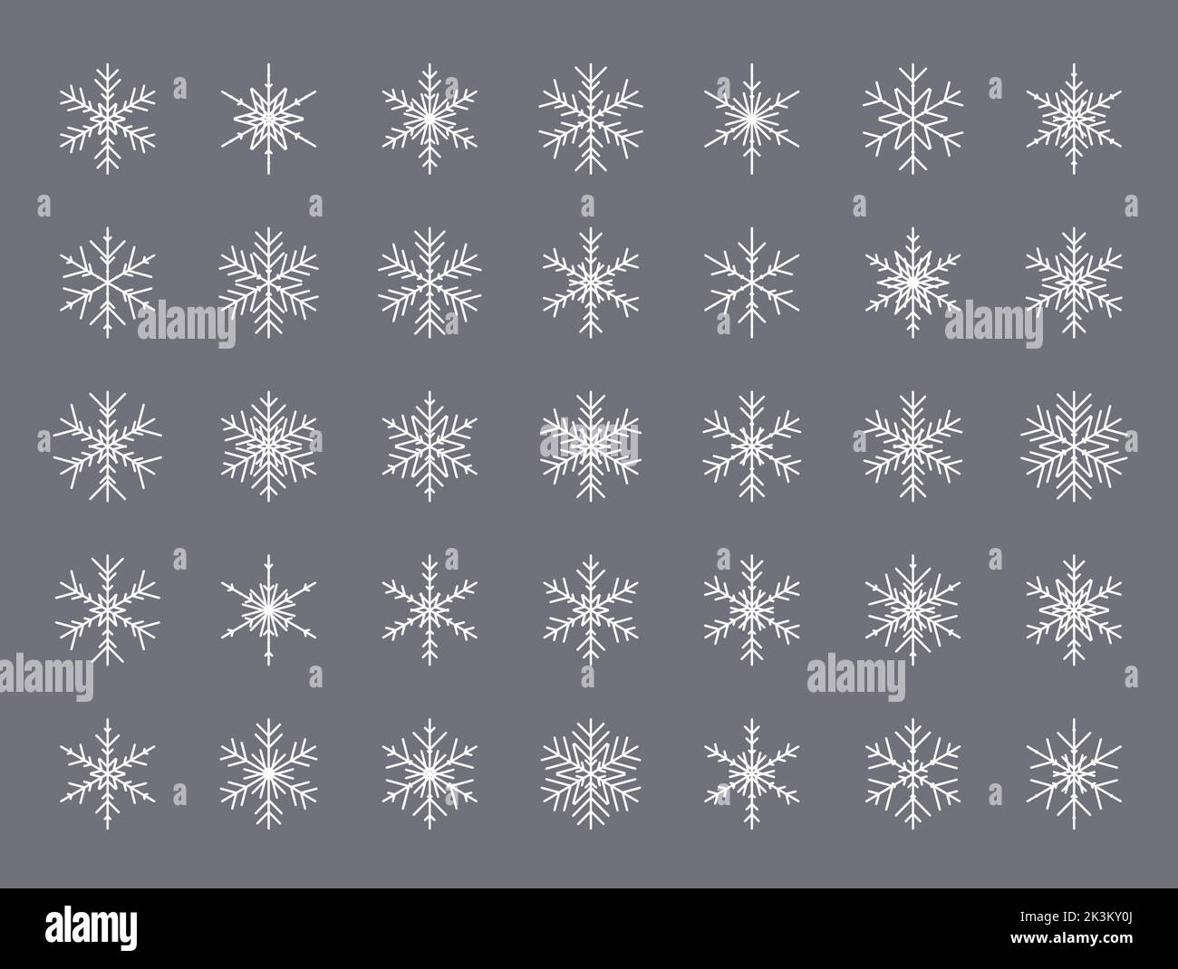 Vector set of different white snowflakes. Vector illustration Stock ...