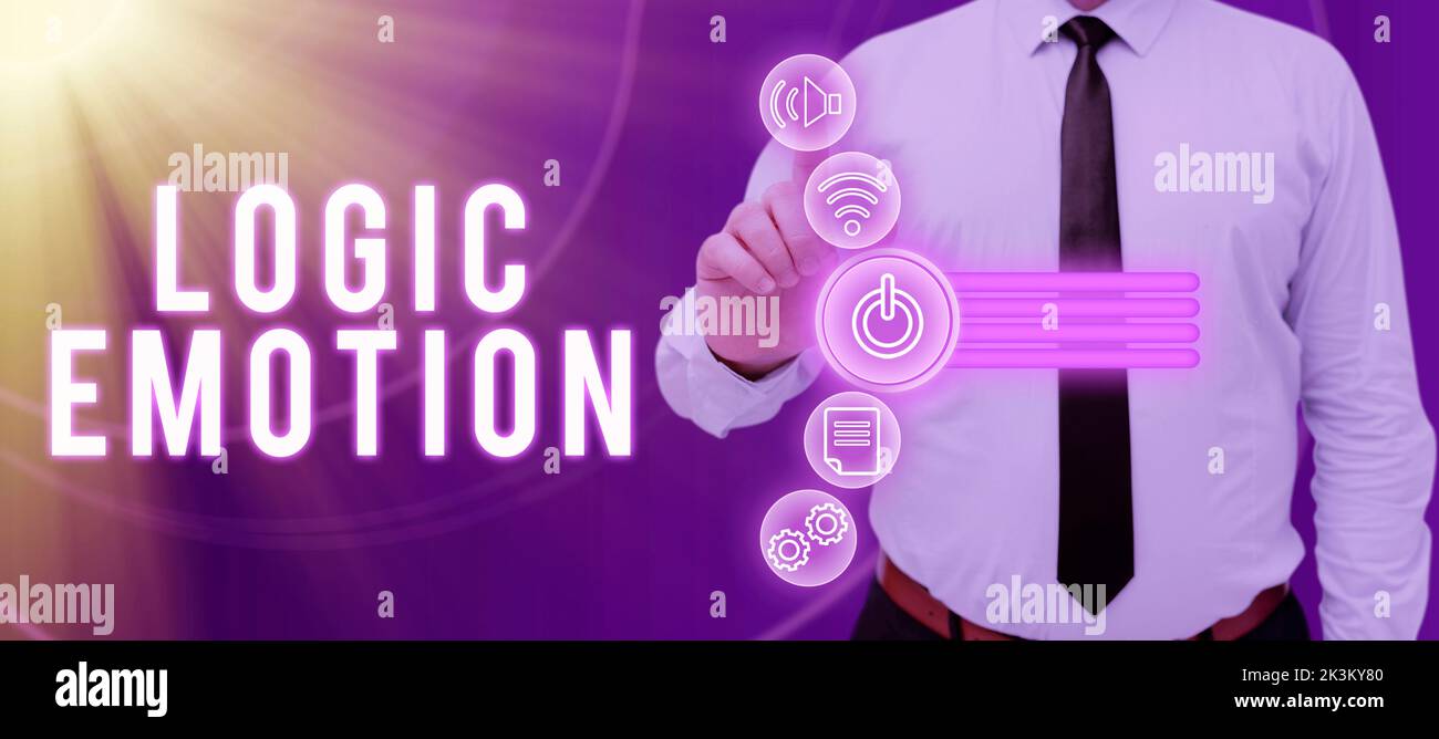 Text caption presenting Logic Emotion. Concept meaning Unpleasant Feelings turned to Self ...