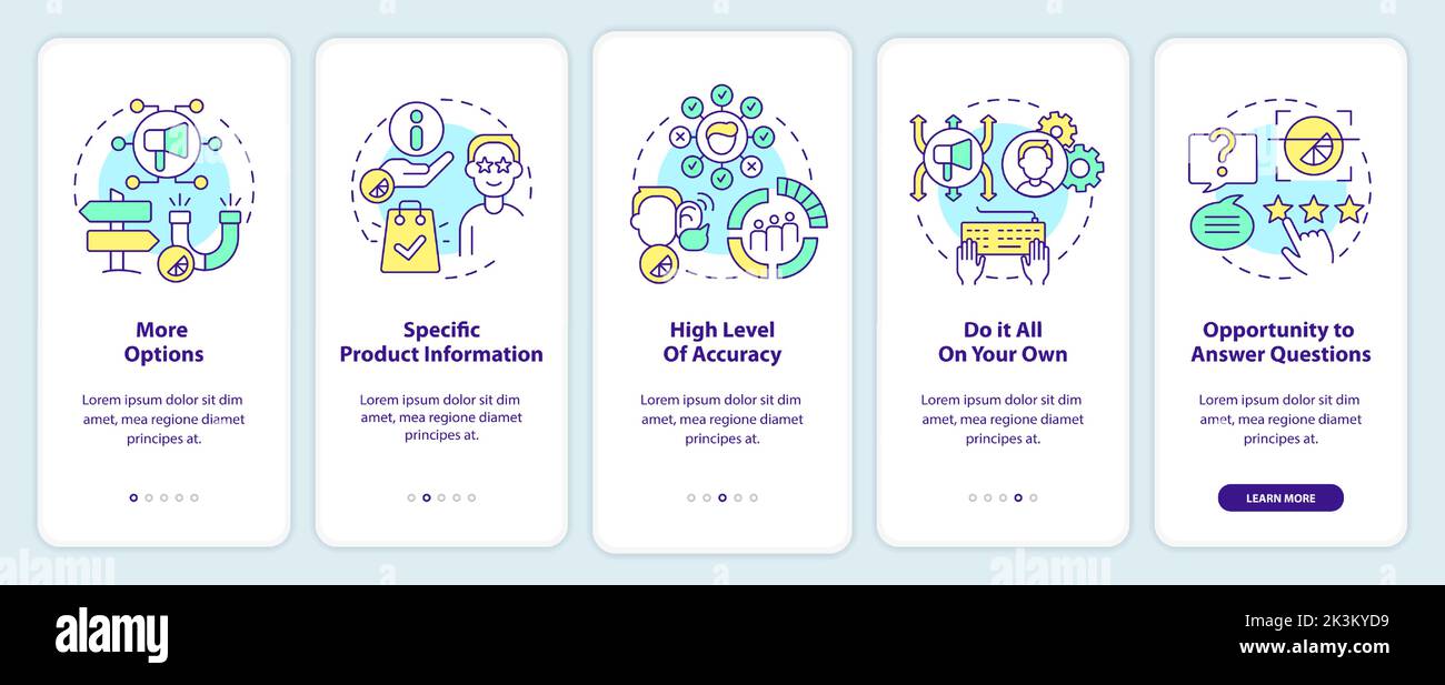 Pros of direct marketing onboarding mobile app screen Stock Vector ...