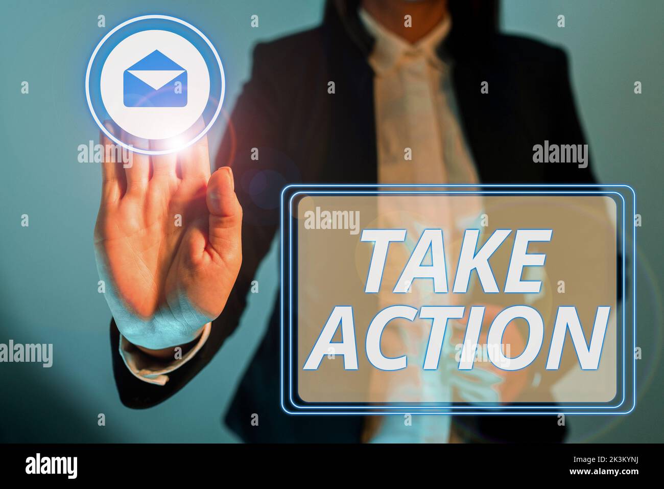 Text caption presenting Take Action. Business approach advices someone ...