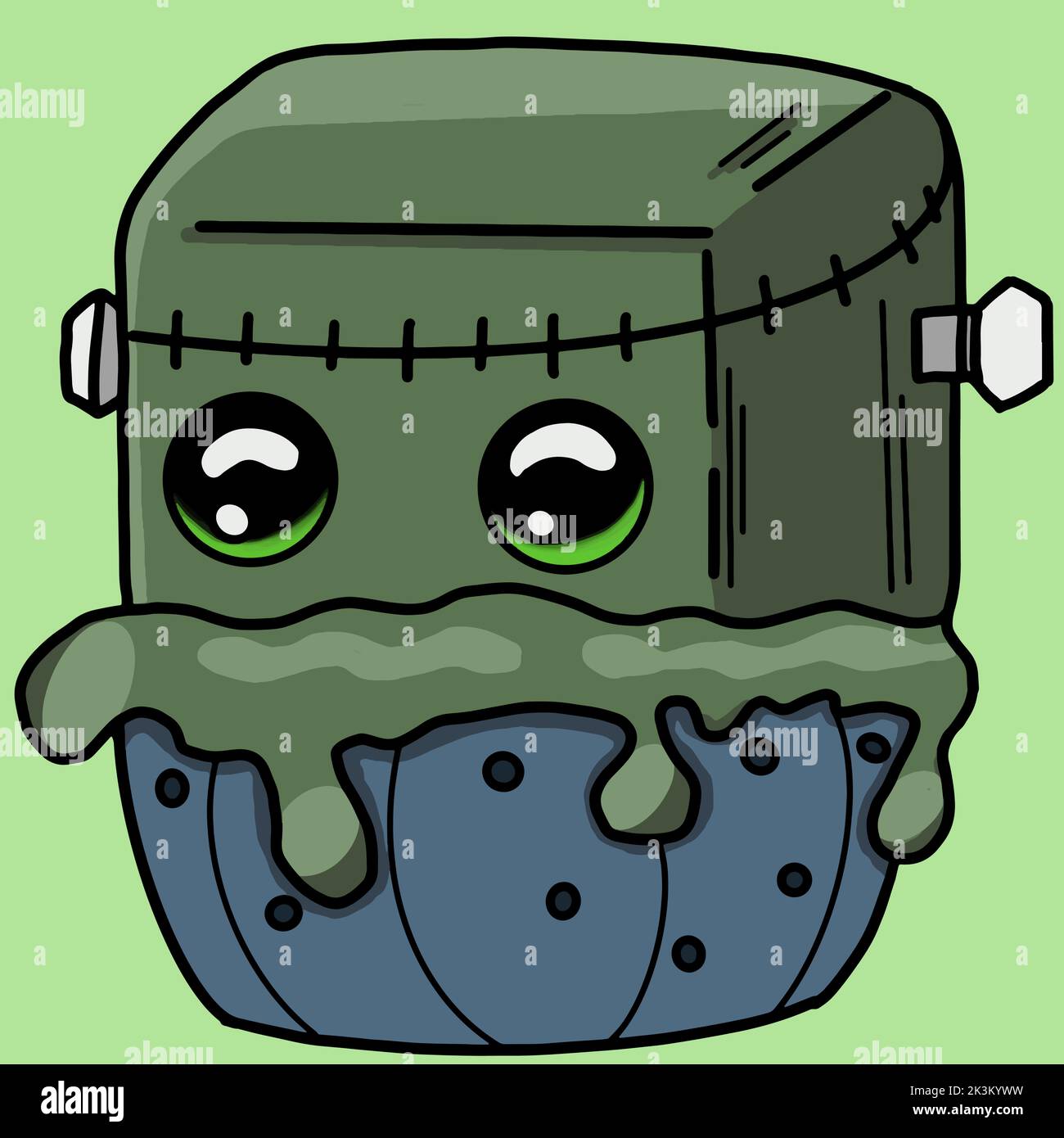 cute monster cupcake frankenstein halloween illustration Vector Stock ...