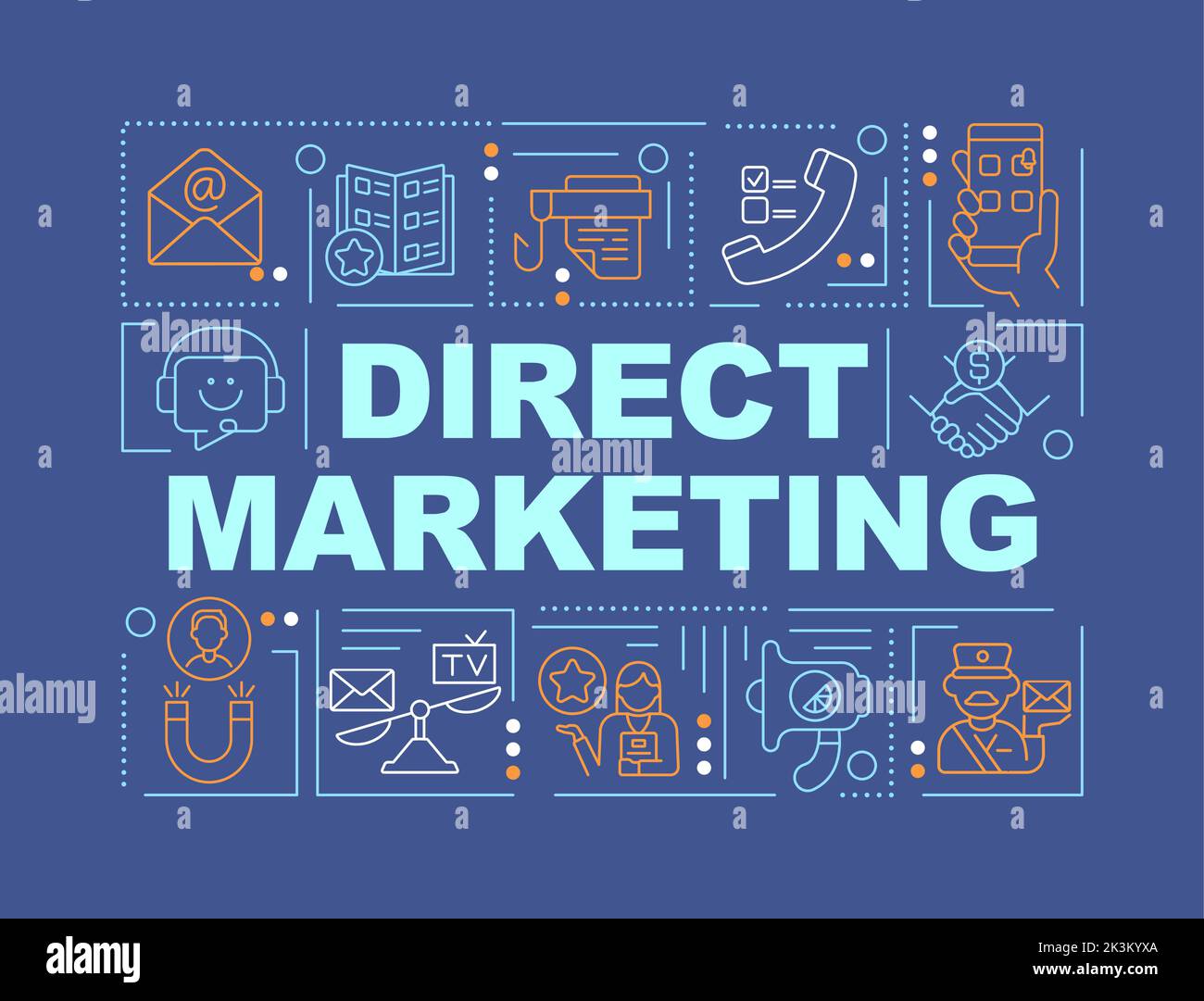 Direct marketing strategy word concepts dark blue banner Stock Vector Image & Art - Alamy