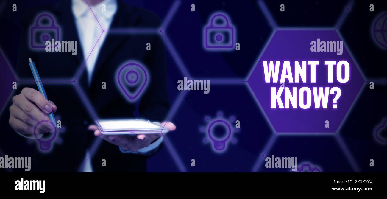 Text showing inspiration Want To Know Question. Business showcase ...