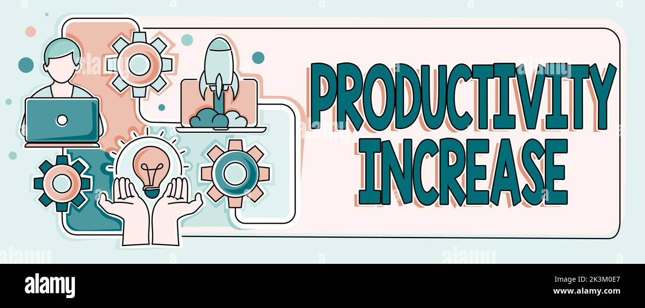 Conceptual caption Productivity Increase. Business approach get more things done Output per unit ...