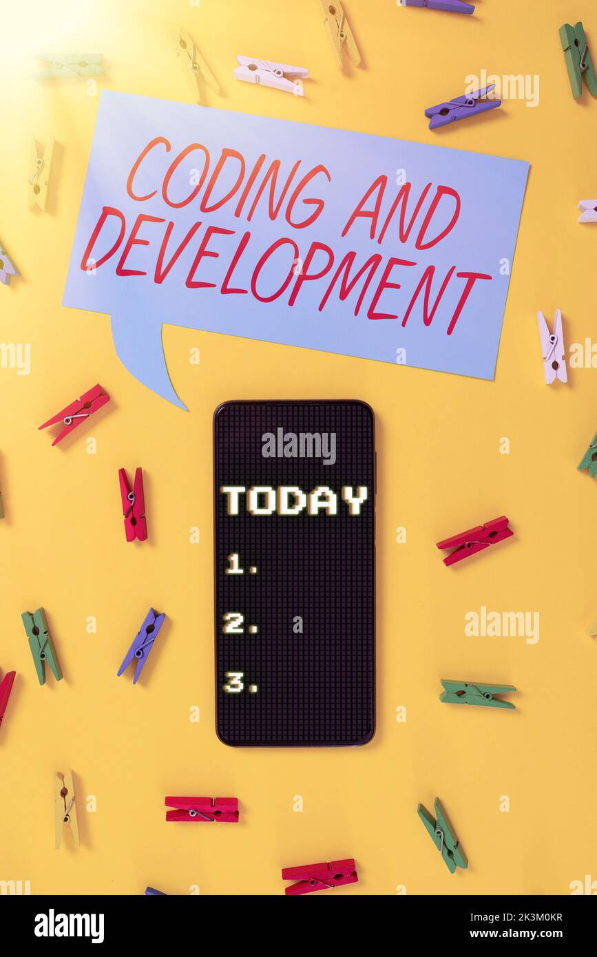 Text Caption Presenting Coding And Development Word Written On Programming Building Simple