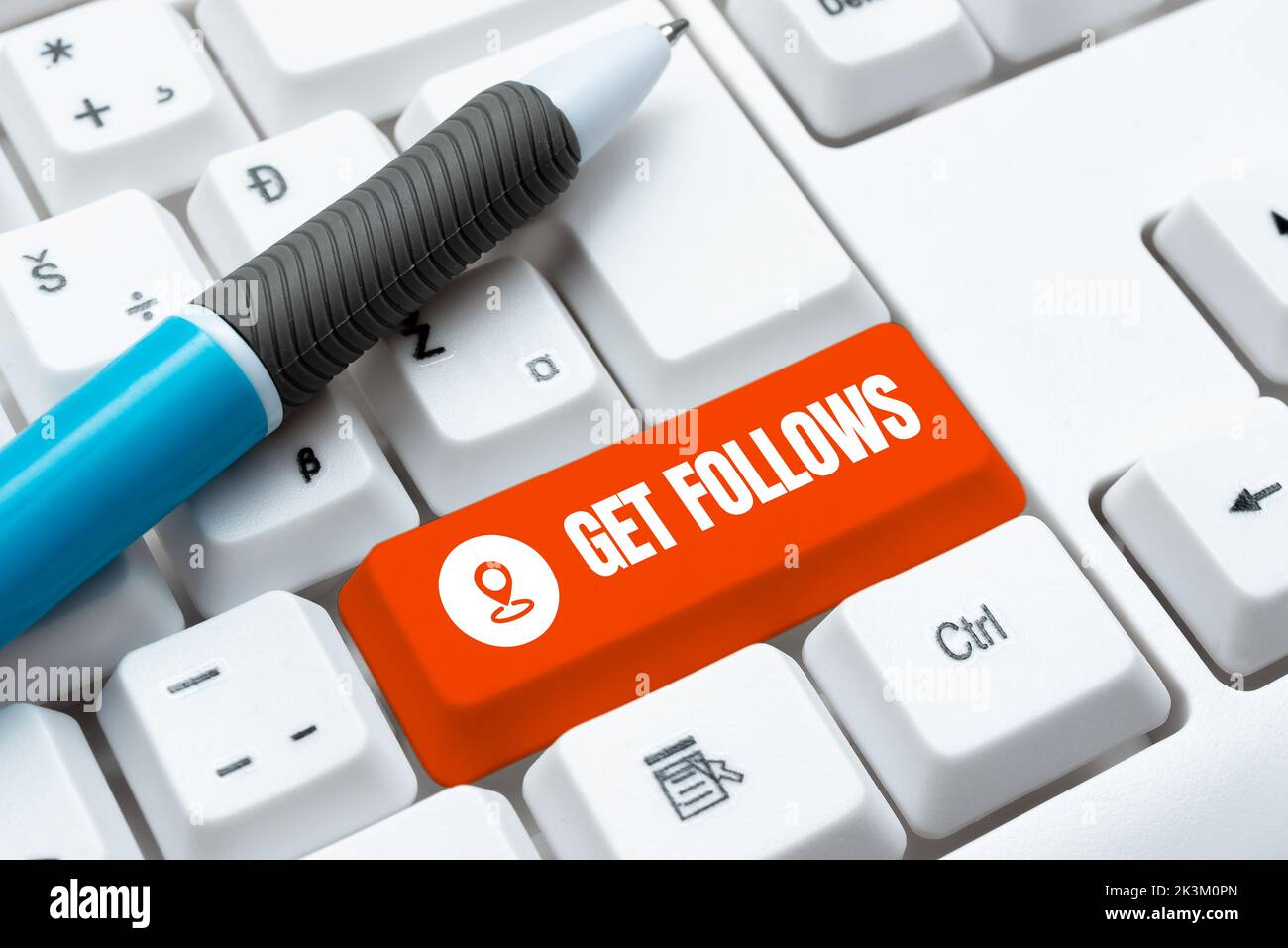 Conceptual caption Get Follows. Business concept person who imitates ...