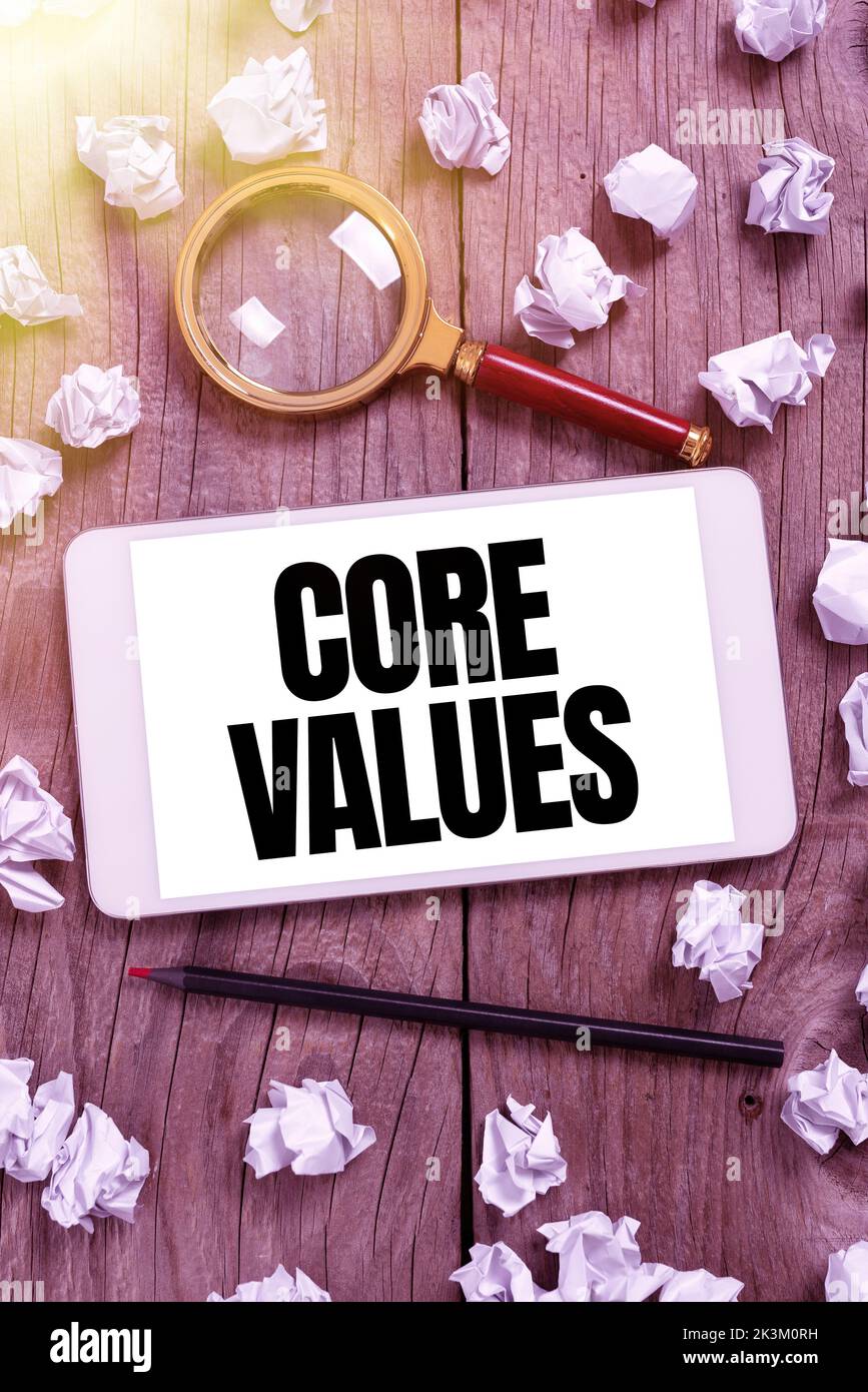 Text sign showing Core Values. Conceptual photo belief person or ...