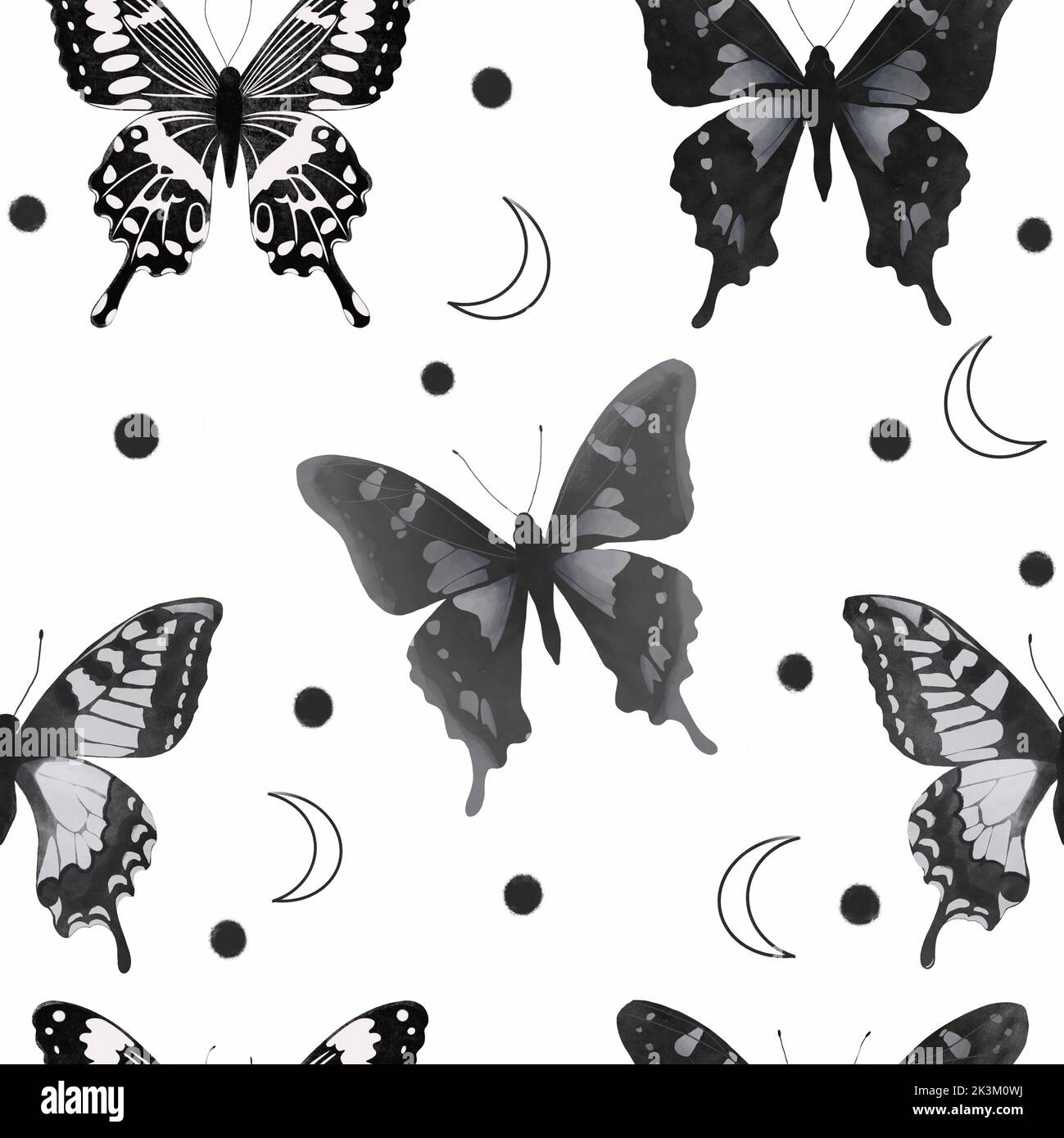 Elegant celestial seamless pattern with polka dot. Boho magic ...