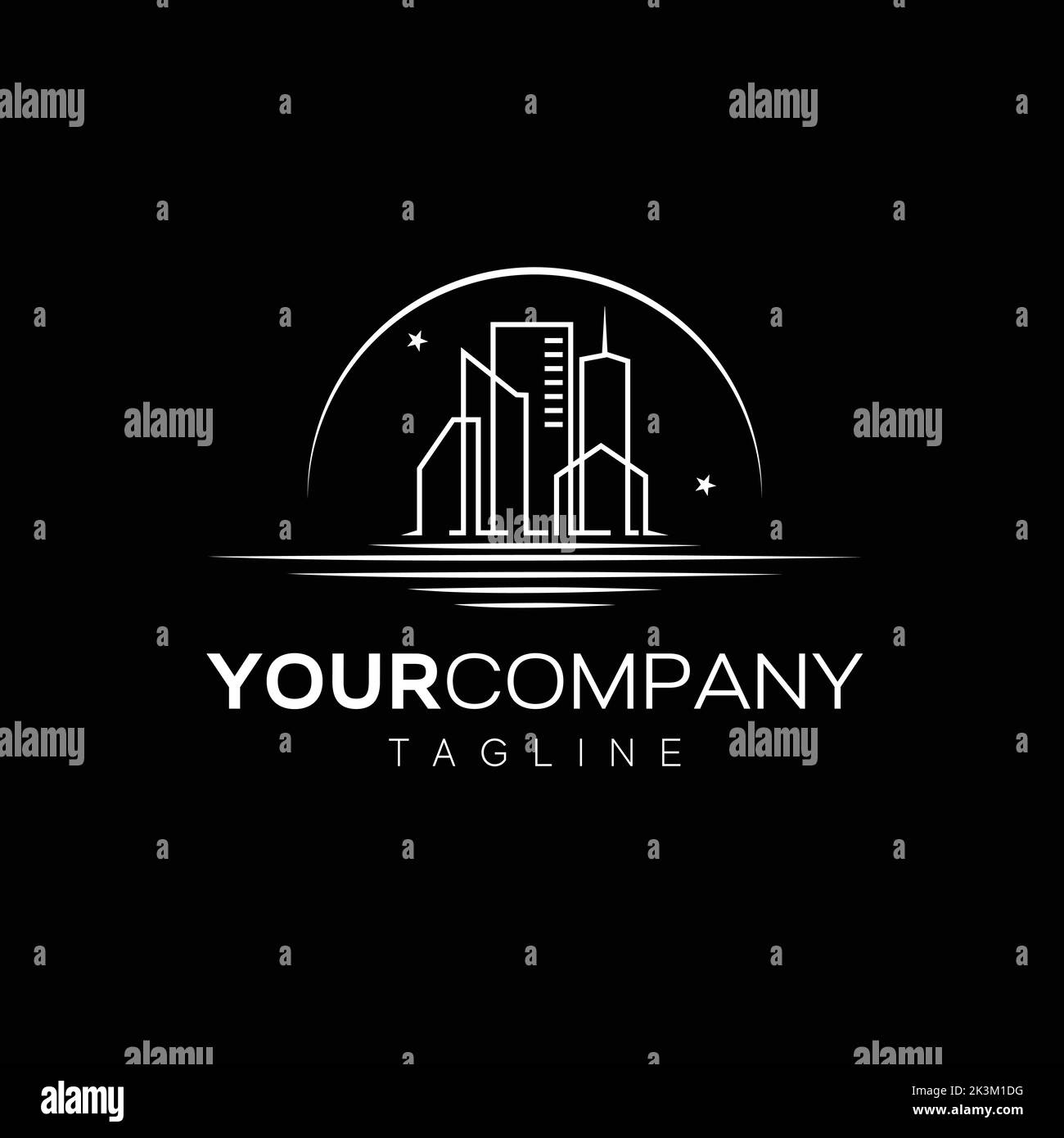 A vector of building logo design isolated in black background Stock ...