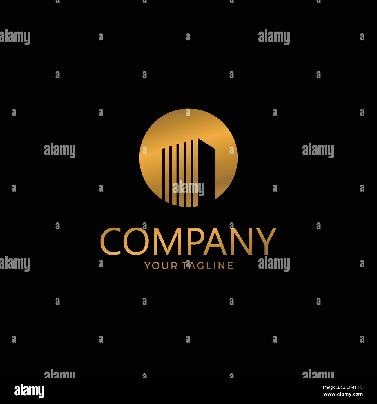 A vector of golden logo design isolated in black background Stock ...