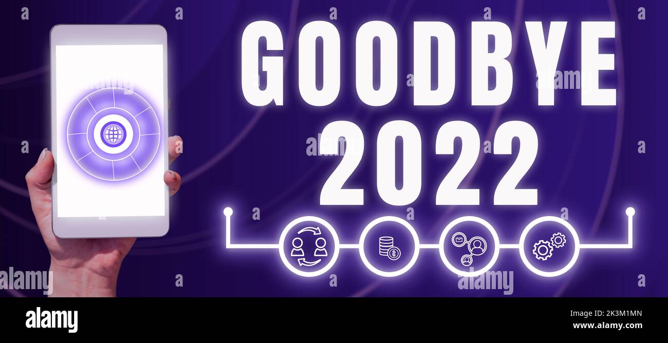 Writing displaying text Goodbye 2022. Business showcase New Year Eve Milestone Last Month ...