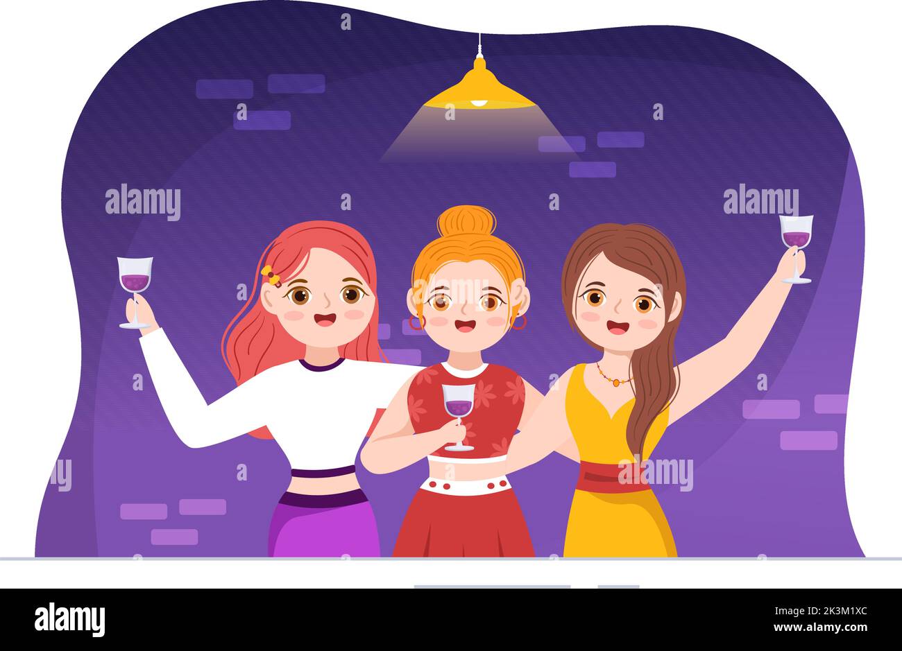 Wine Party Template Hand Drawn Cartoon Flat Illustration with People ...