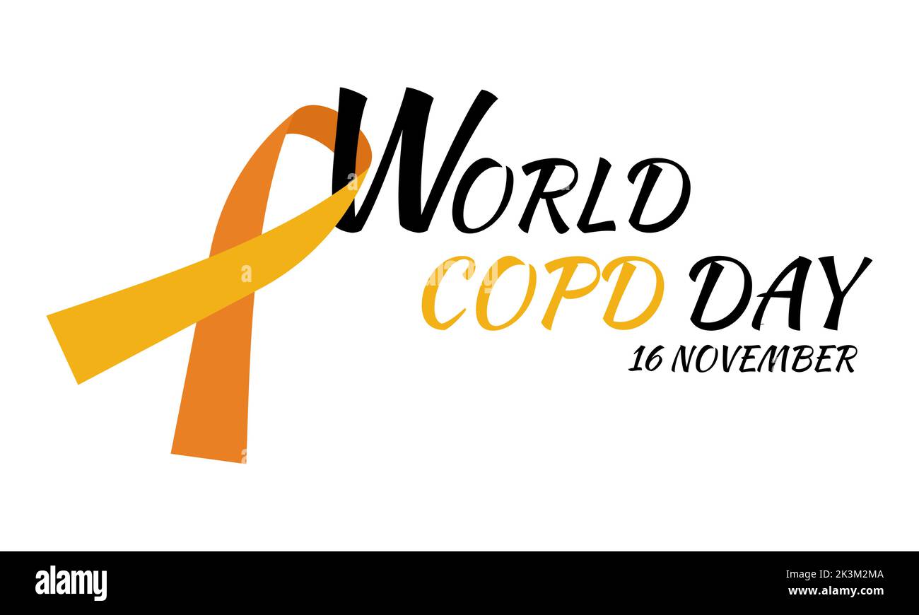 World COPD day. Chronic Obstructive Pulmonary Disease. Orange ribbon ...