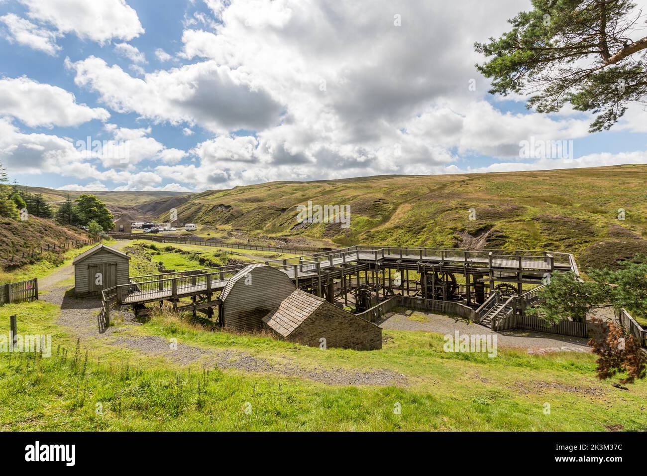 Mining waterwheels in a recreation, Nenthead, Cumbria, UK Stock Photo ...