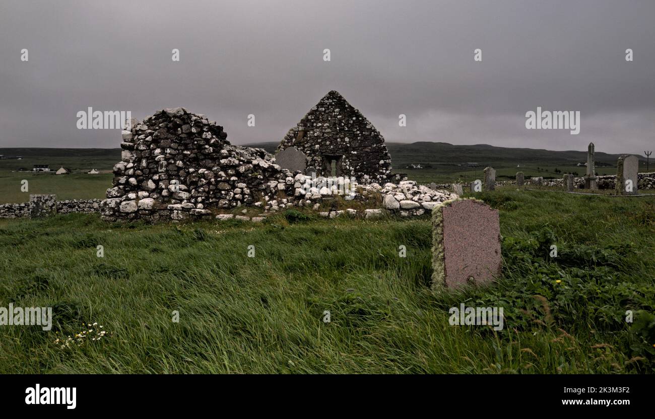 The ruined church at Trumpan, site of the Macleod massacre, Waternish ...