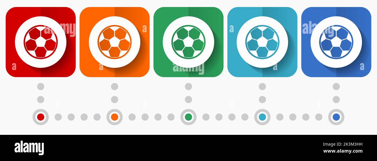 Football, soccer, ball vector icons, infographic template, set of flat ...