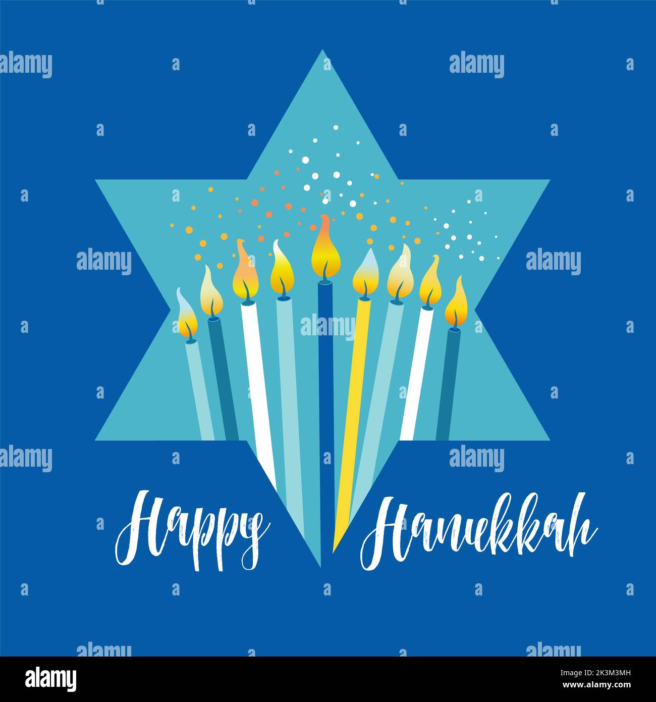 Jewish holiday Hanukkah greeting card traditional Chanukah symbols ...