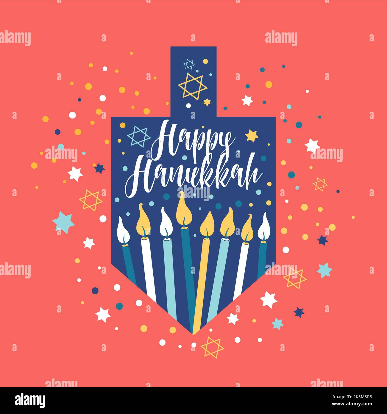 Happy Hanukkah, Jewish Festival of Lights greeting card with Chanukah ...