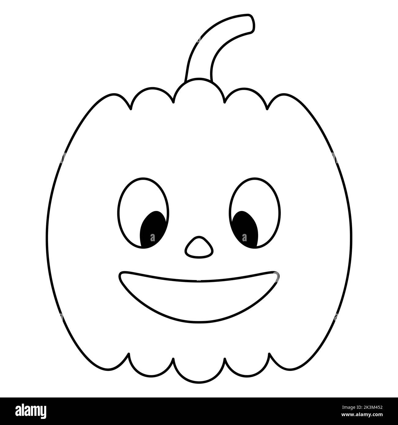 Pumpkin. Smiling facial expression. Vector illustration. Outline on an ...