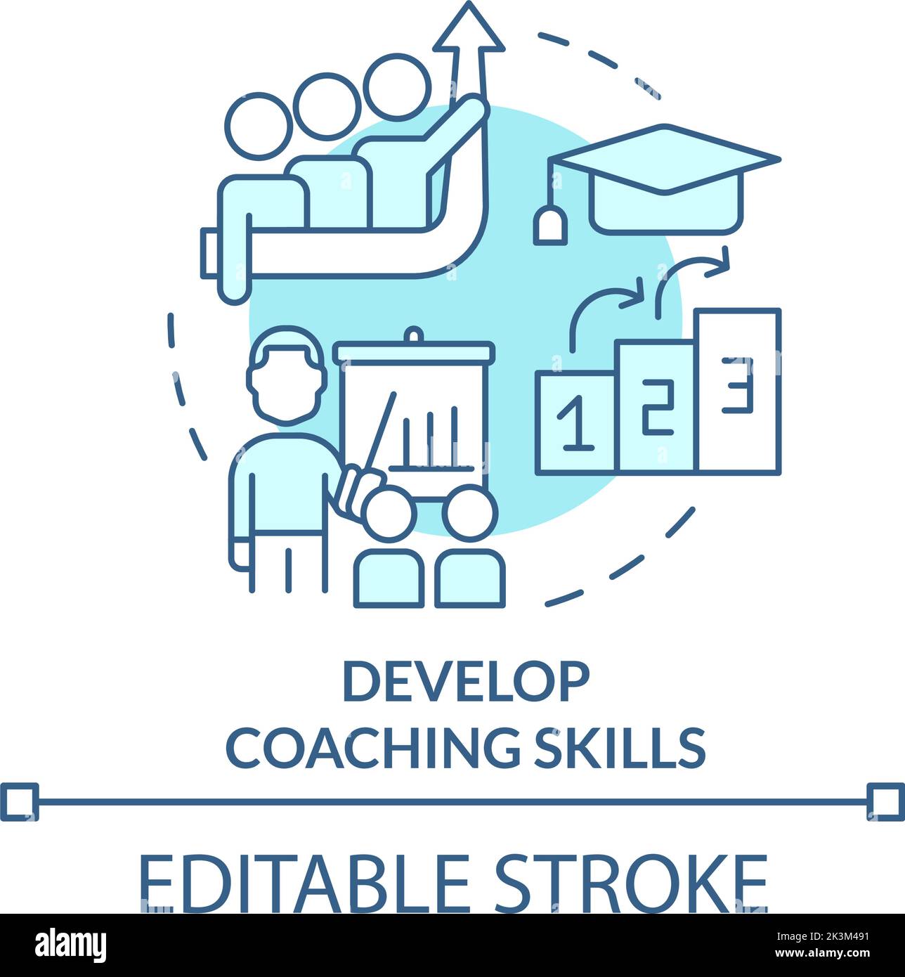 Develop coaching skills turquoise concept icon Stock Vector Image & Art - Alamy