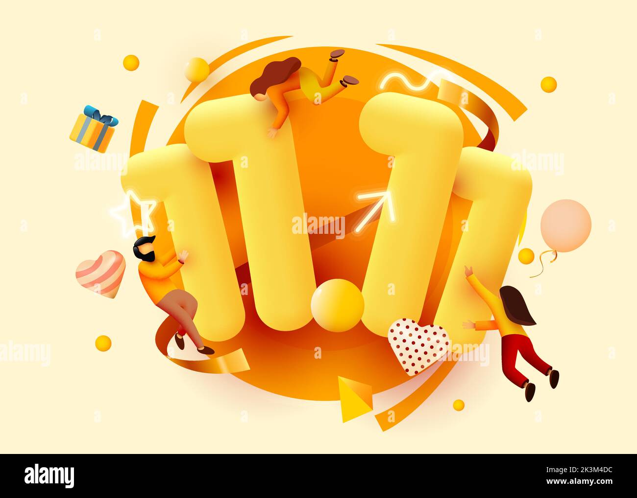 11.11 Shopping day sale. Global shopping world day. 11.11 Crazy sales ...