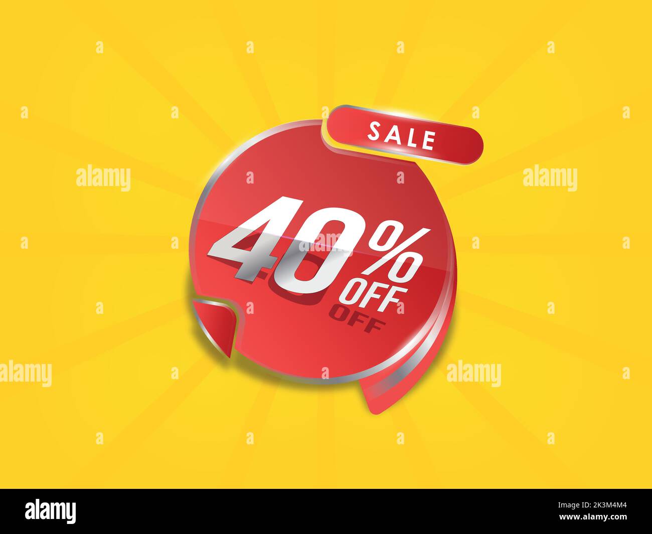 An editable illustration of a red sale button on a yellow background ...