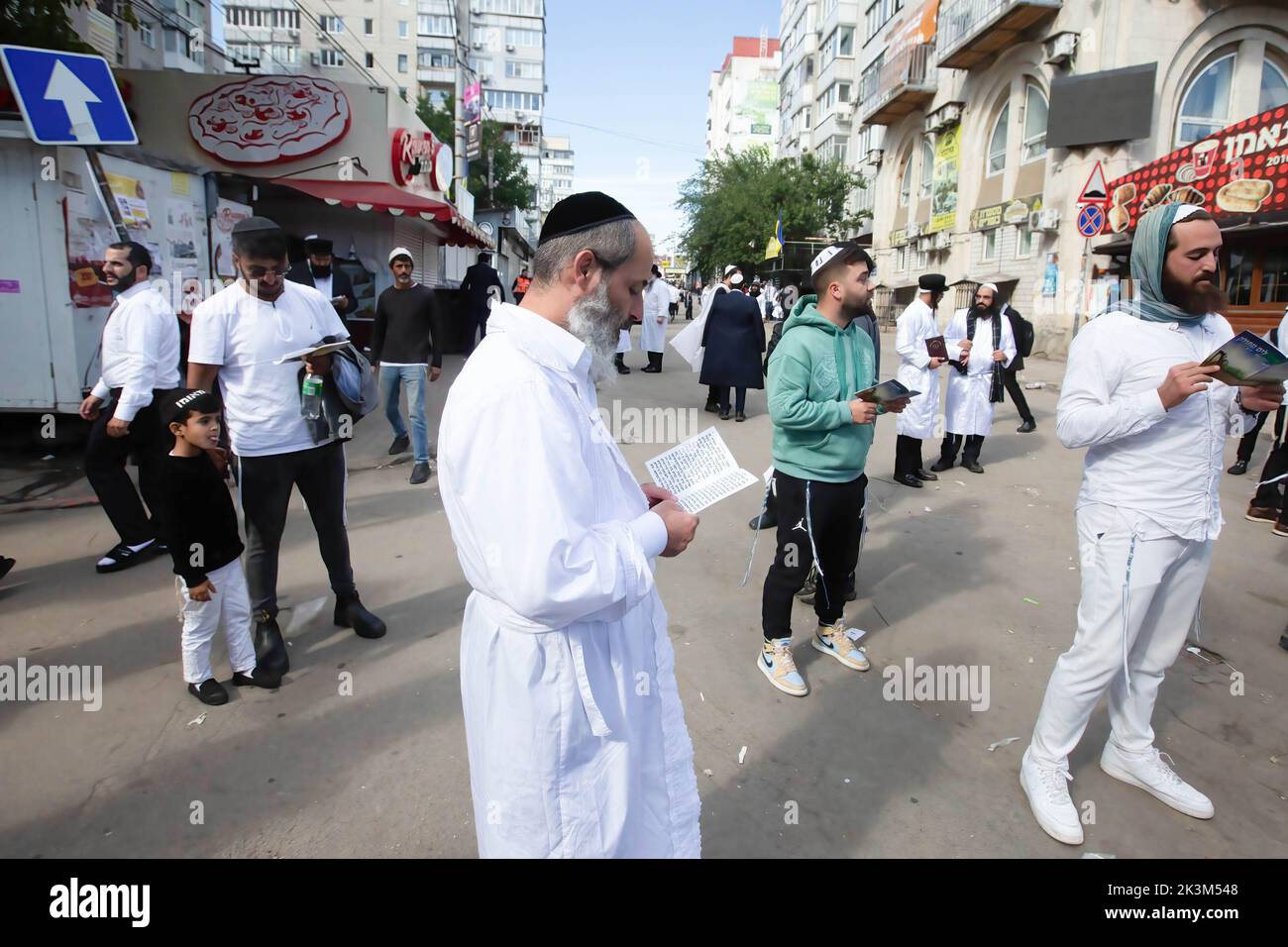 Ultra-Orthodox Jewish pilgrims pray during the celebration of the Rosh ...