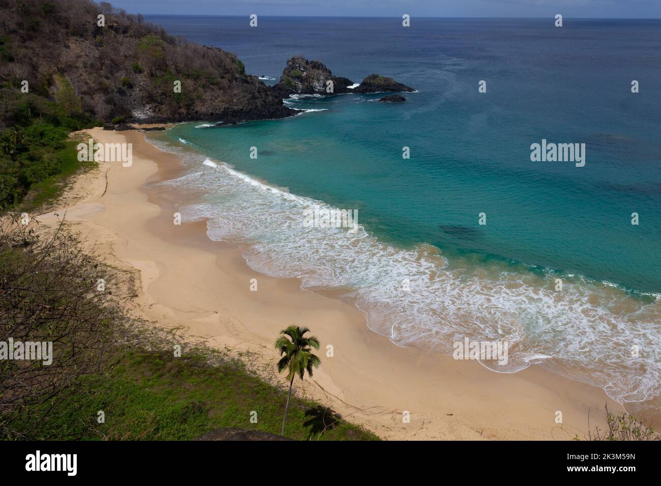 An aerial view of Praia do Sancho beach in Fernando de Noronha ...