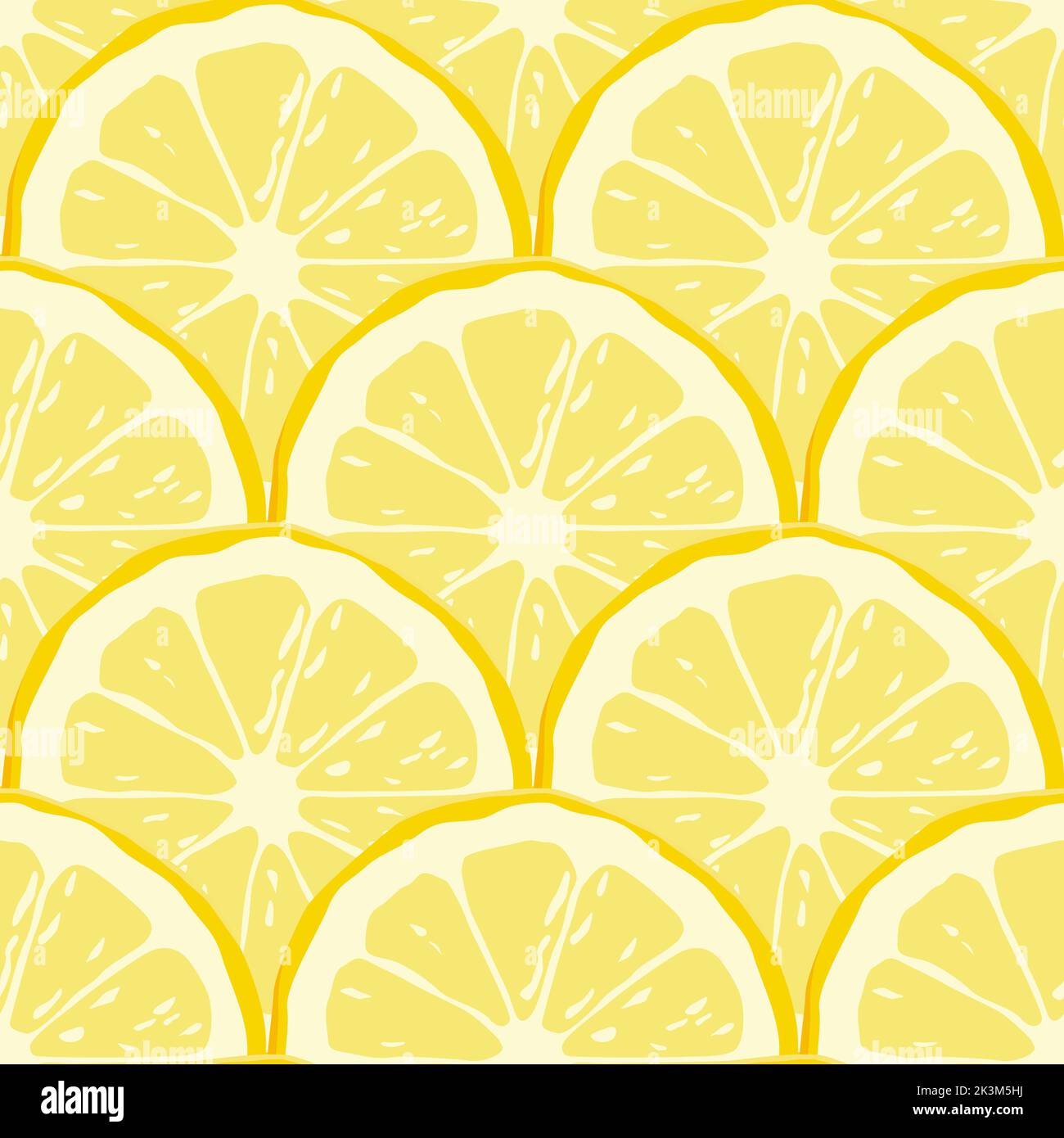 Vector Citrus Fruit Seamless Pattern with Yellow Lemon Round Pieces ...