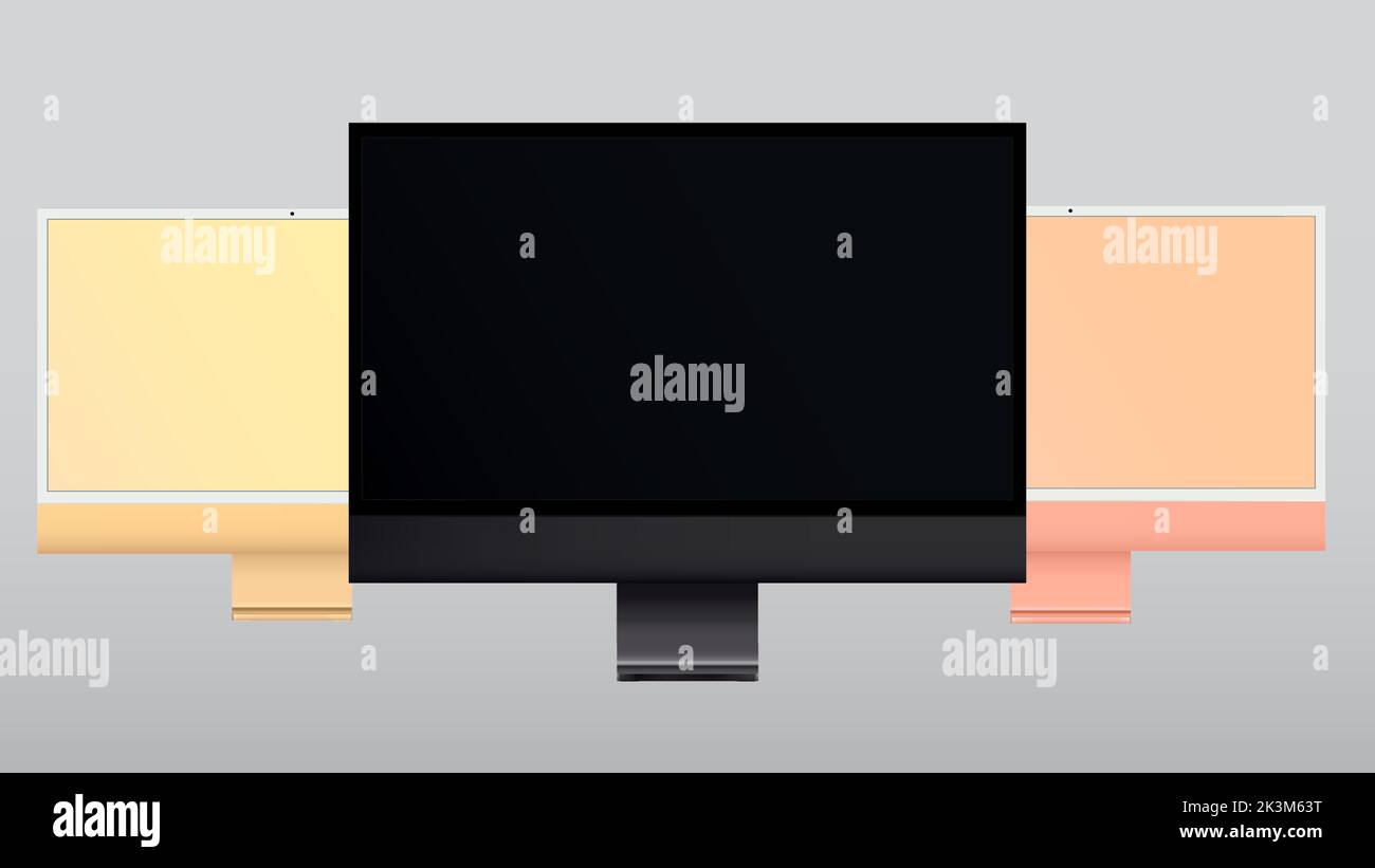 Realistic computer monitor isolated on transparent background. Vector mockup. Vector ...