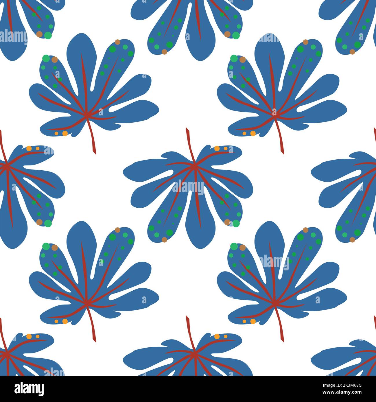 Seamless ditsy floral pattern with trendly plants on white background ...