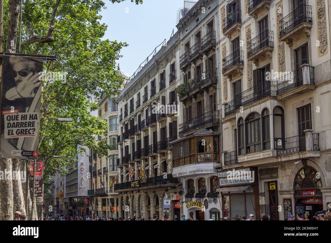 The famous La Rambla busy street in Barcelona, Catalonia, Spain Stock ...