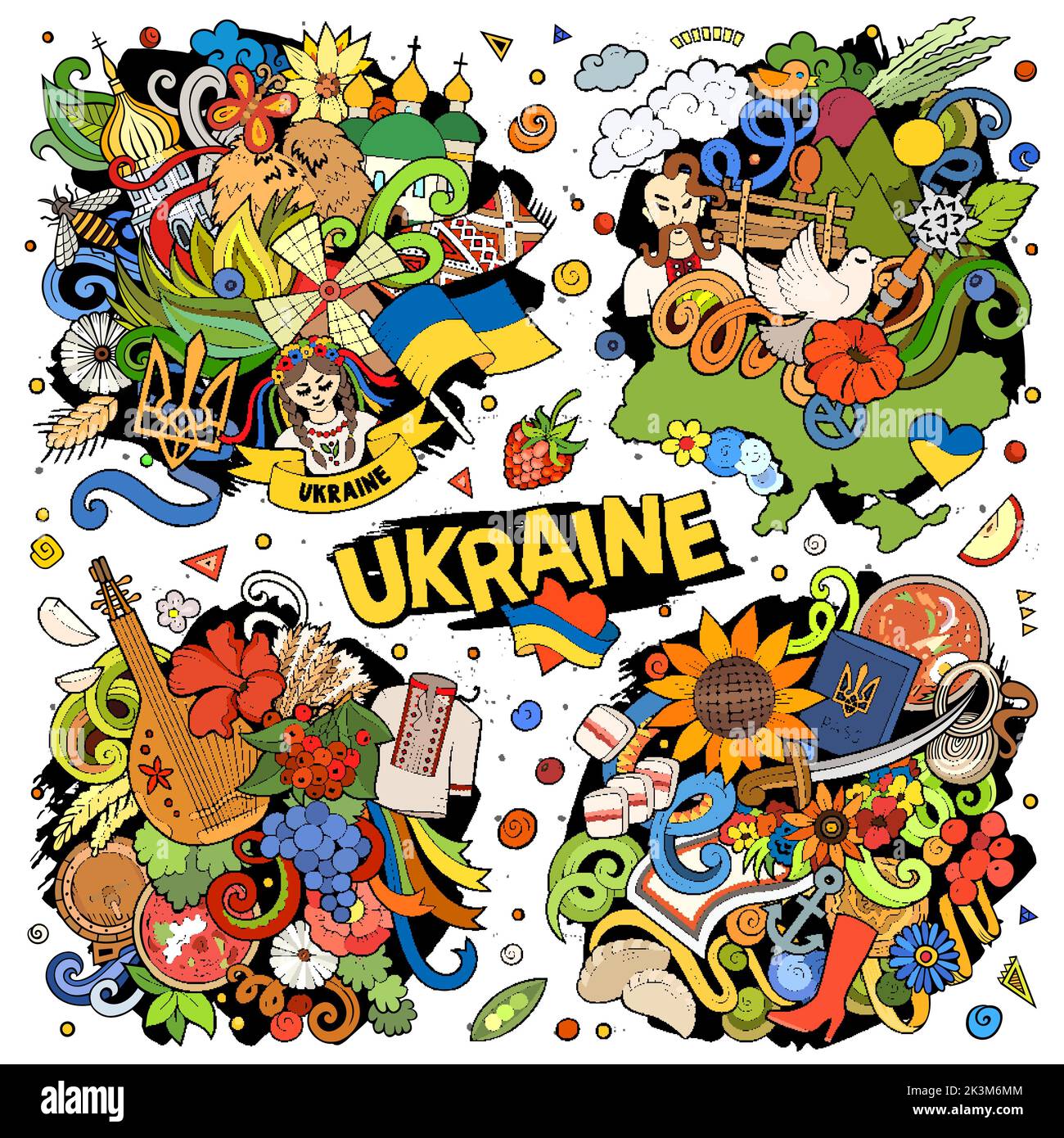Ukraine cartoon vector doodle designs set Stock Vector Image & Art - Alamy