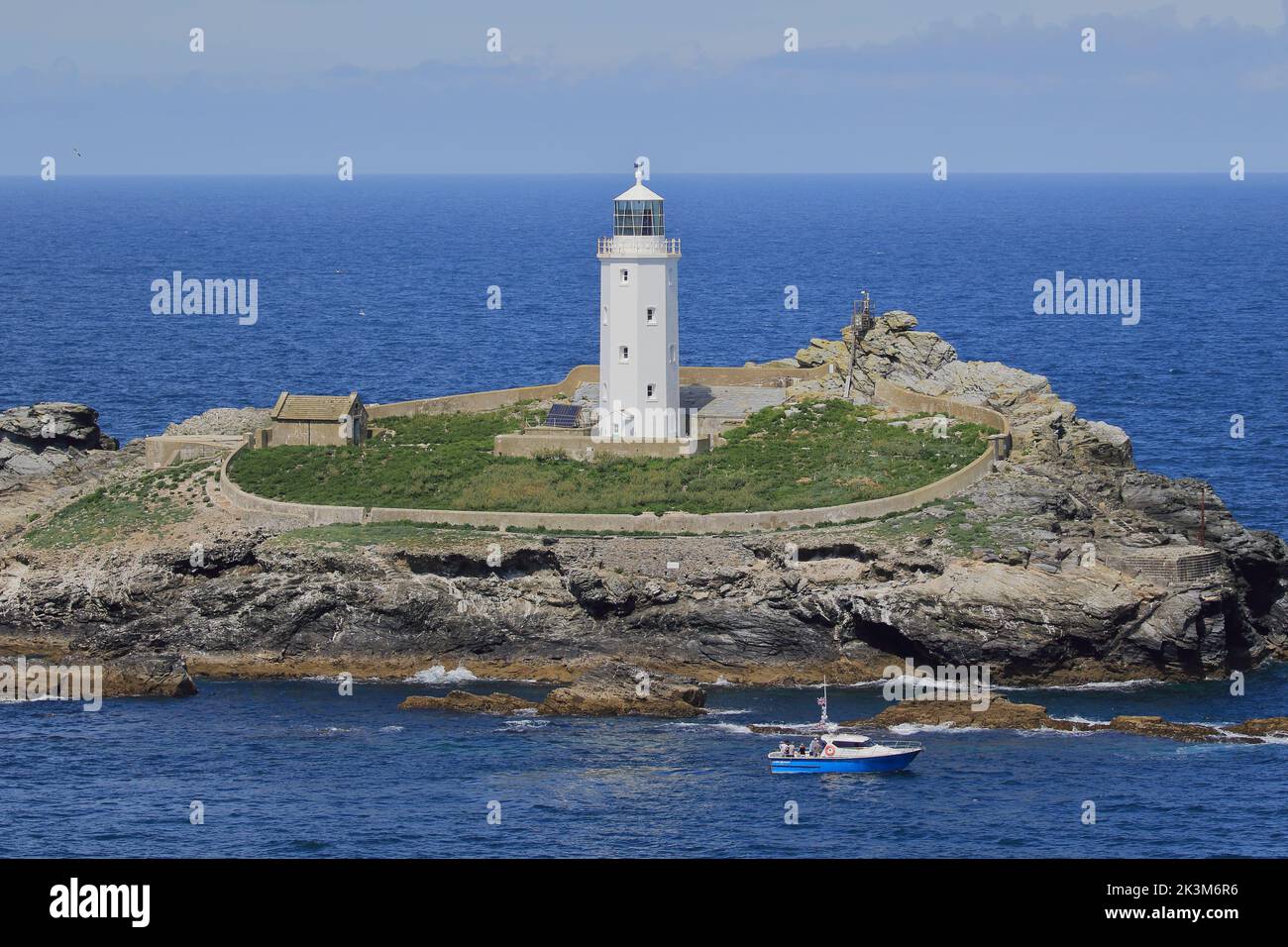 Godrevy Lighthouse,built by Trinity House in 1859 marking a dangerous ...