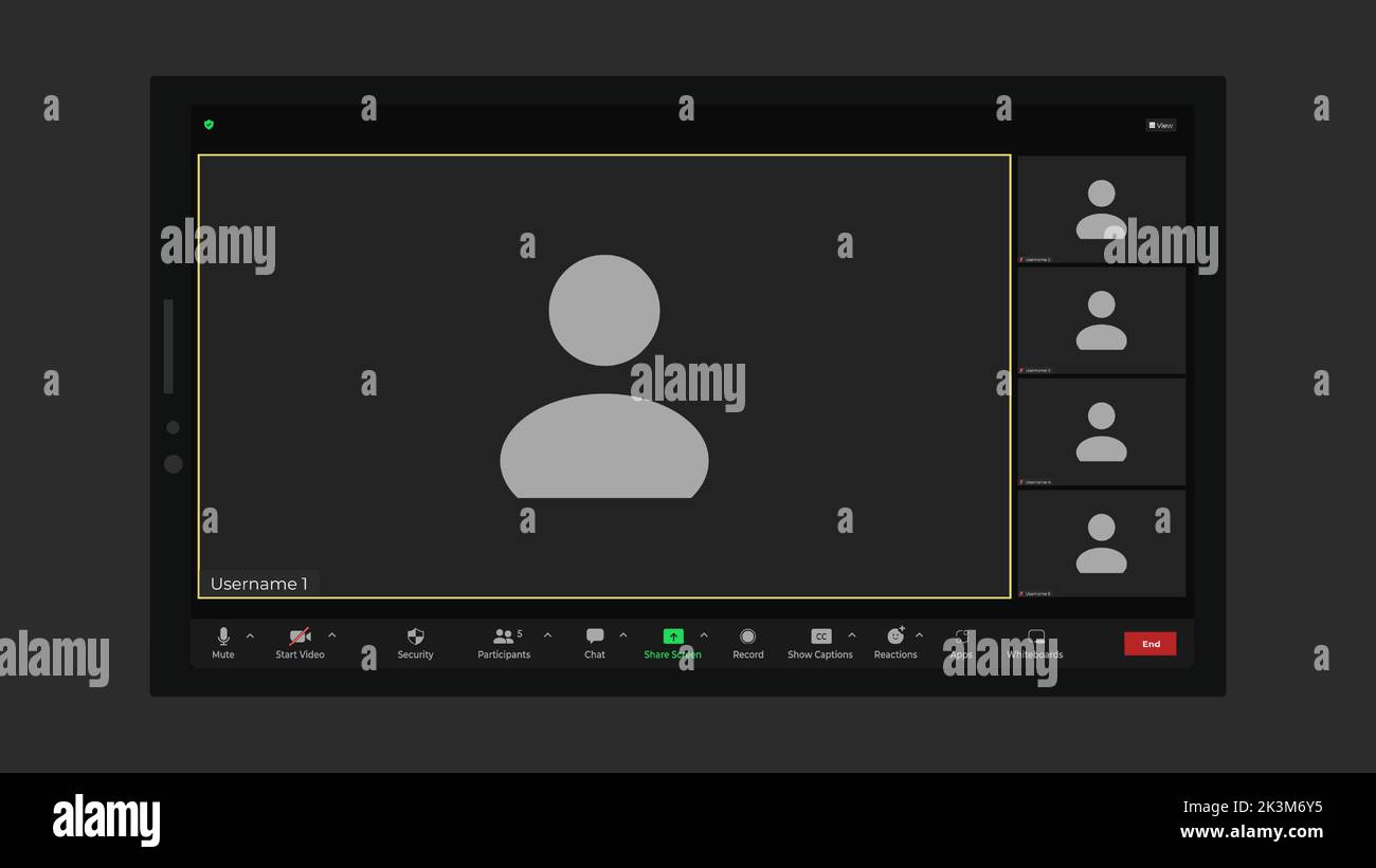 Template video conference user interface. Application for calls. Video call screen mockup ...
