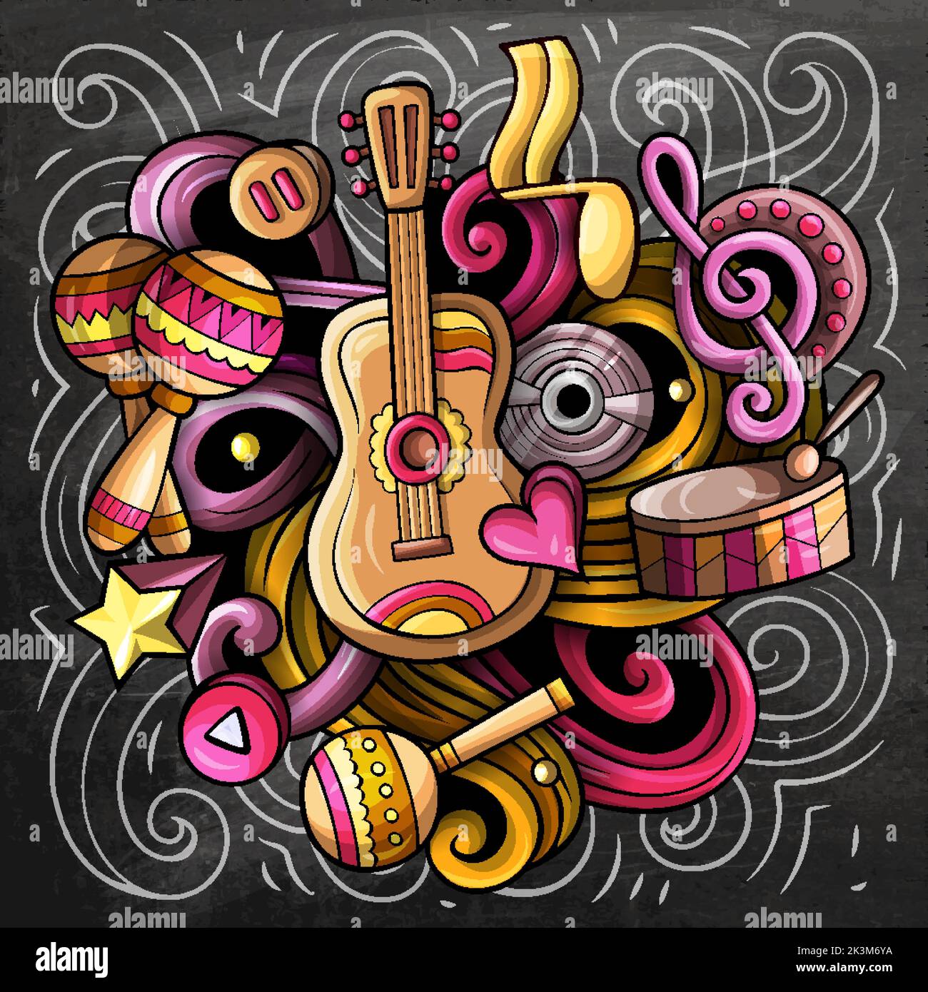 Music hand drawn vector doodles illustration. Musical poster design ...