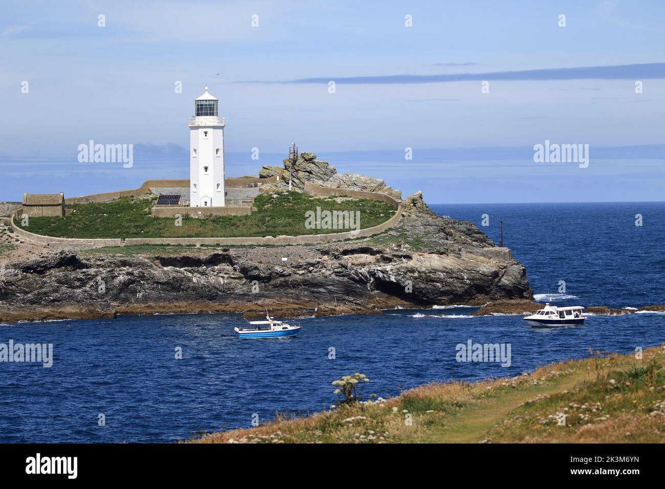 Godrevy Lighthouse,built by Trinity House in 1859 marking a dangerous ...