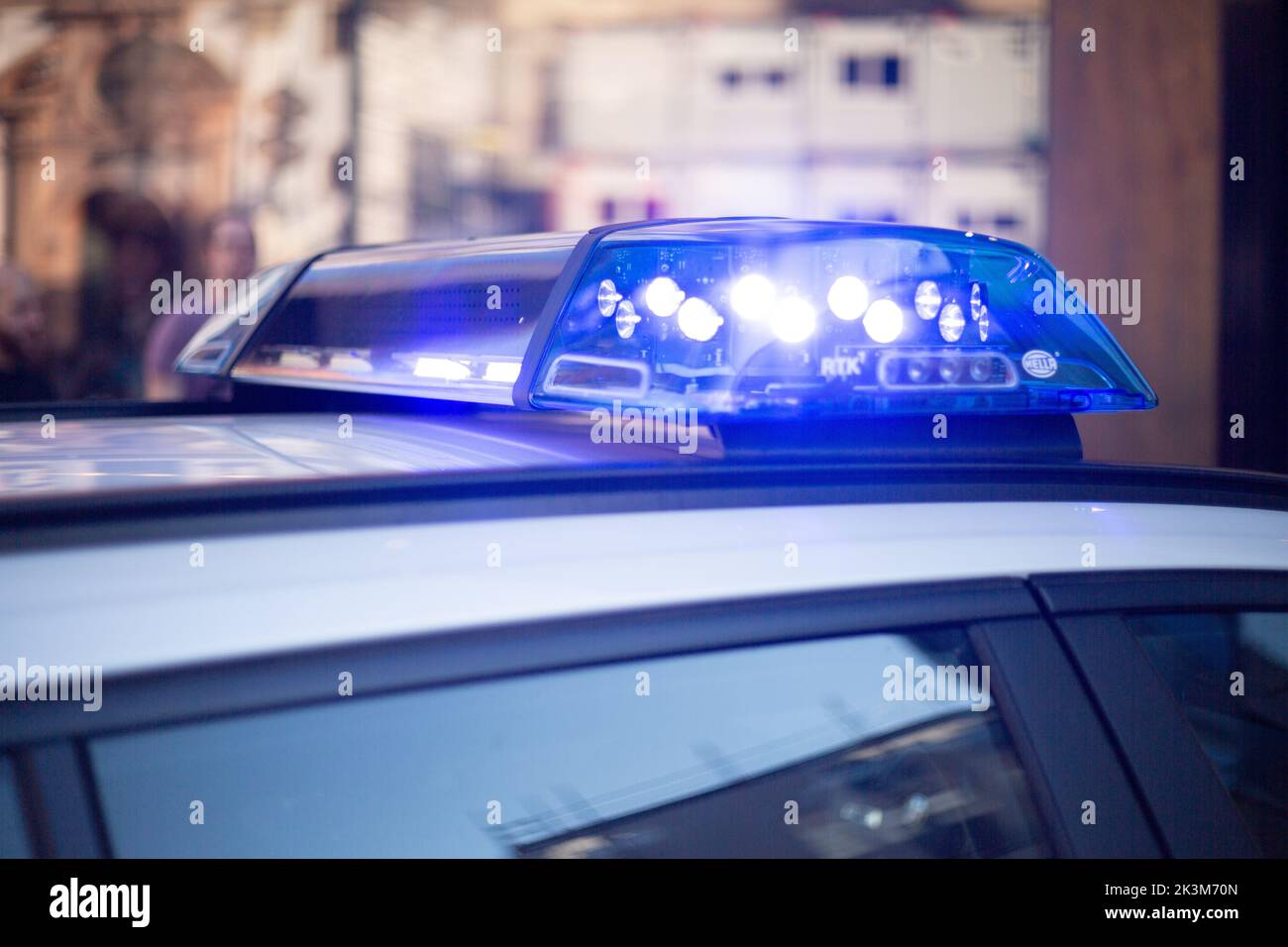 Munich, Germany. 27th Sep, 2022. Police car with bluelight in operation ...