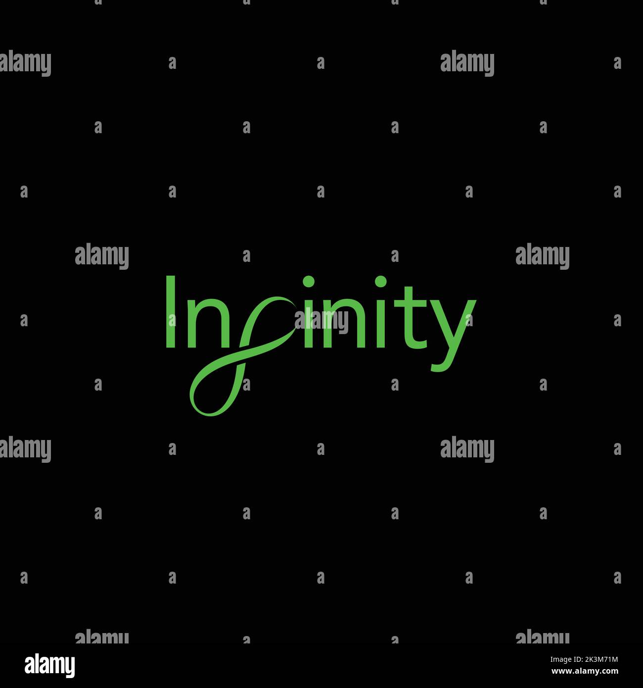 A vector illustration of the word Infinity in green with the symbol on ...