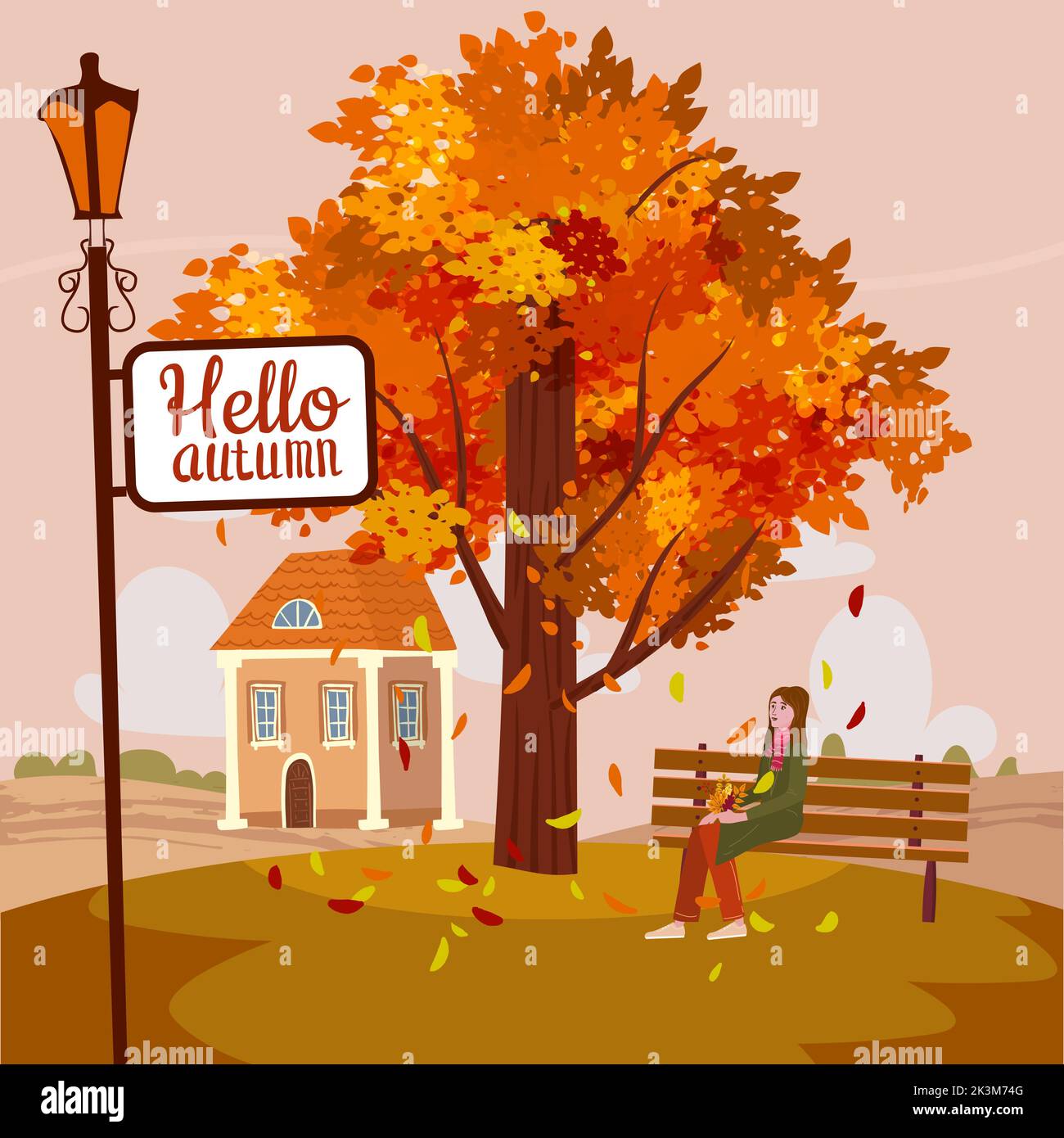 Footpath fallen leaves Stock Vector Images - Alamy